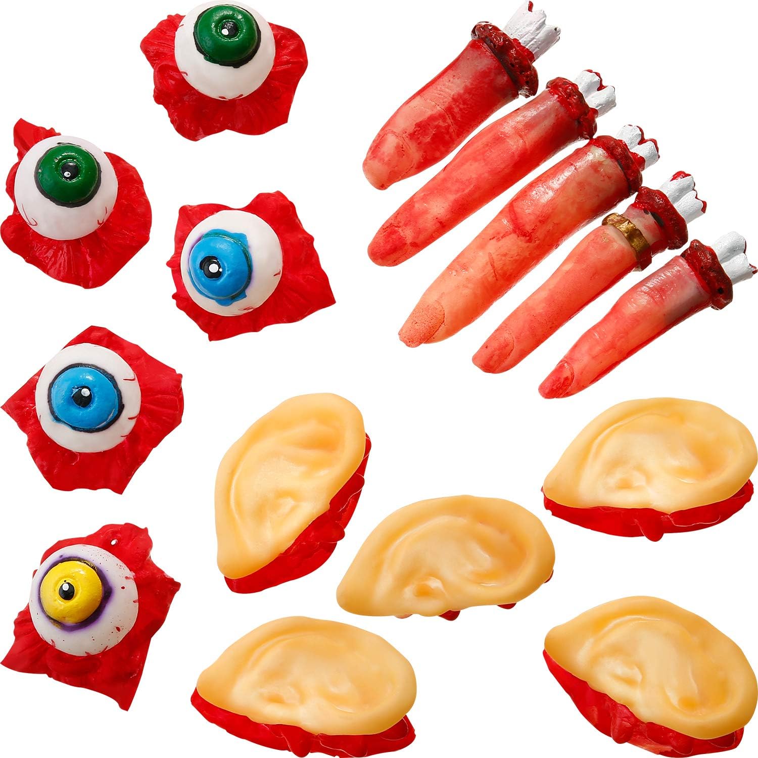 Amazon.com: Gejoy Fake Body Parts 15 Pieces Ears Fingers Eyes Severed ...