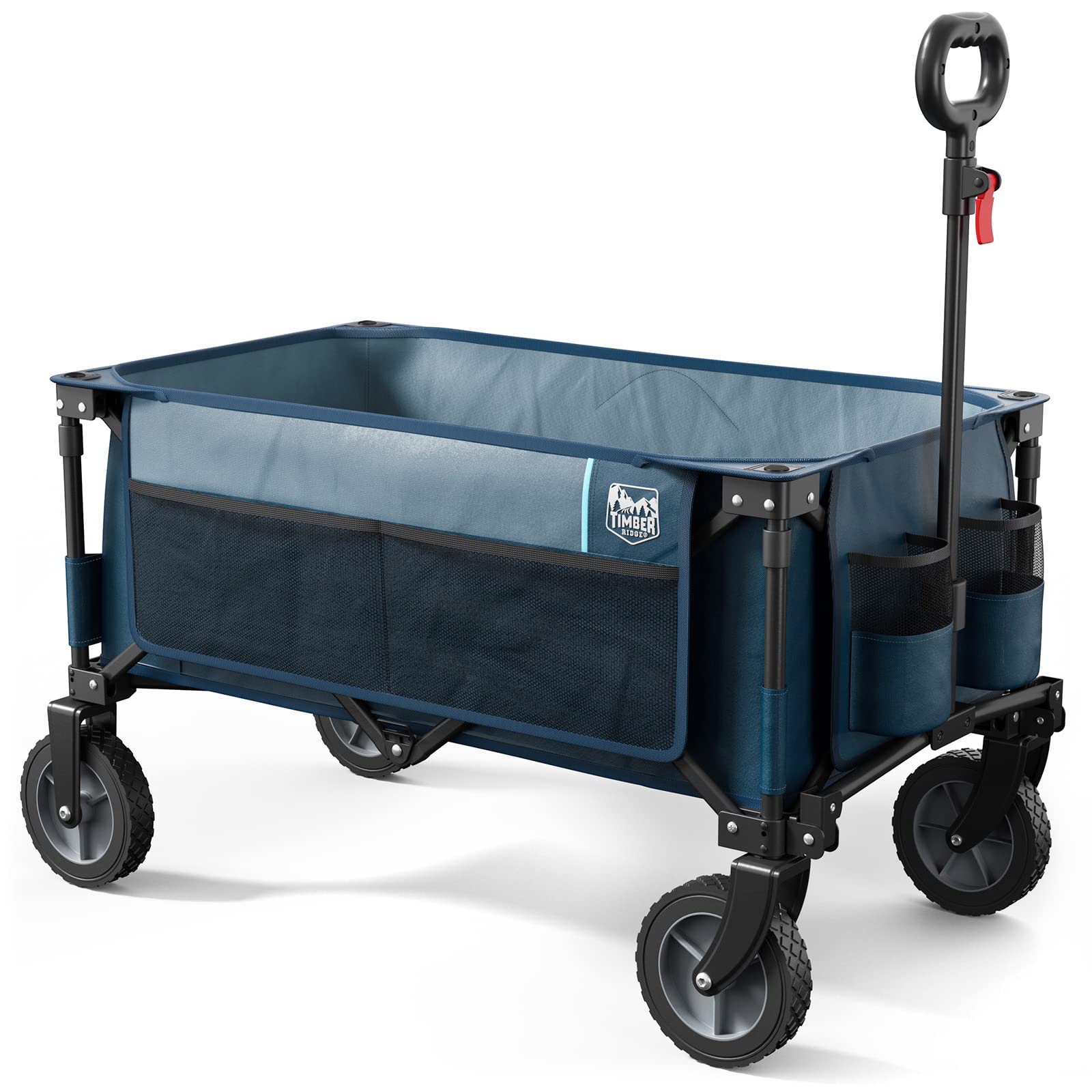TIMBER RIDGE Heavy Duty Folding Wagon, Collapsible Wagon Cart with Side ...
