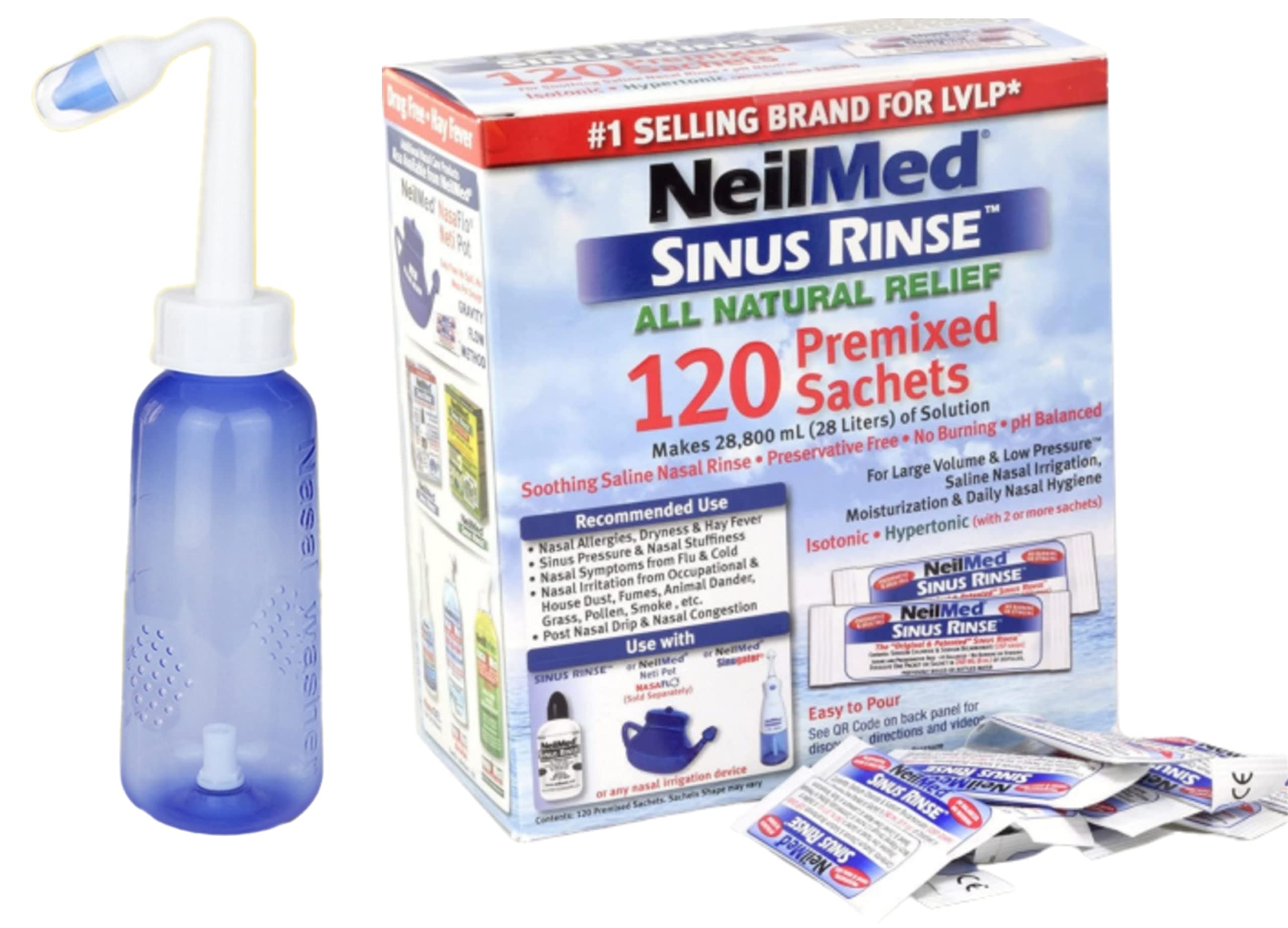 Buy KAV PLUS Nasal Rinse Bottle 300ml for Neilmed Sinus Rinse 120 ...