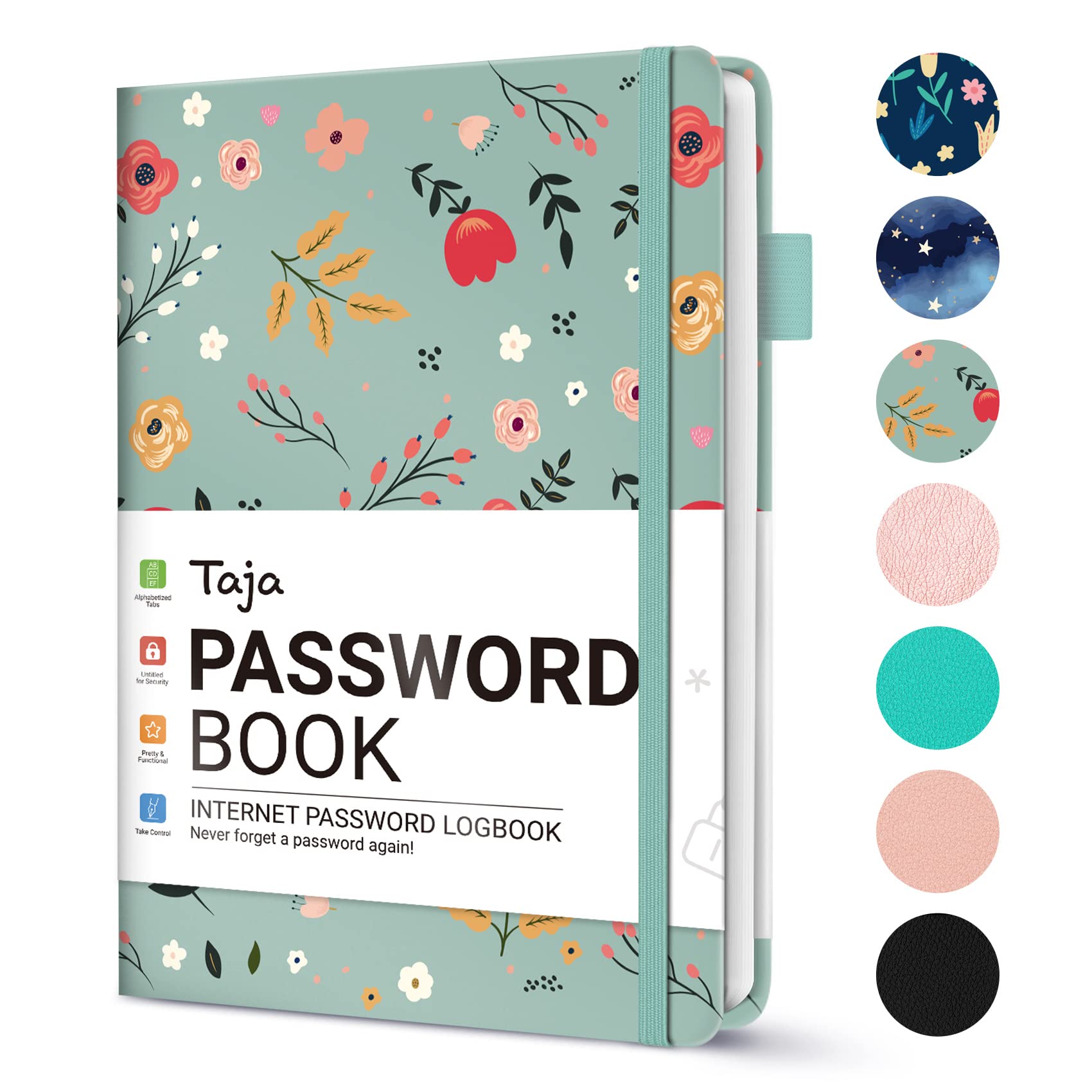 Amazon.com : Taja Password Keeper Book with Alphabetical Tabs，Small ...