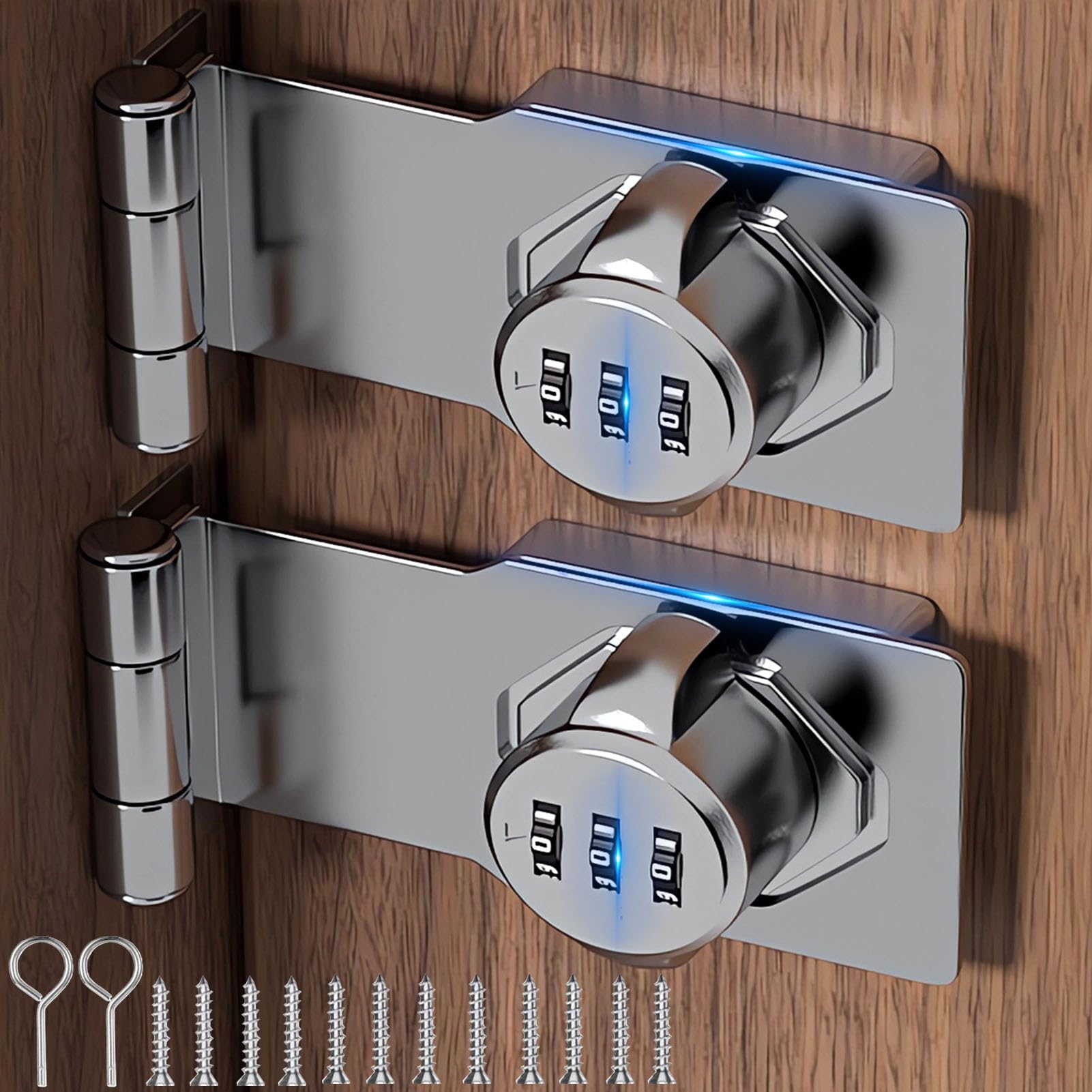 Door Bolt Keyless Hasp Latch Mechanical Combination Door Lock - 3 Digit ...