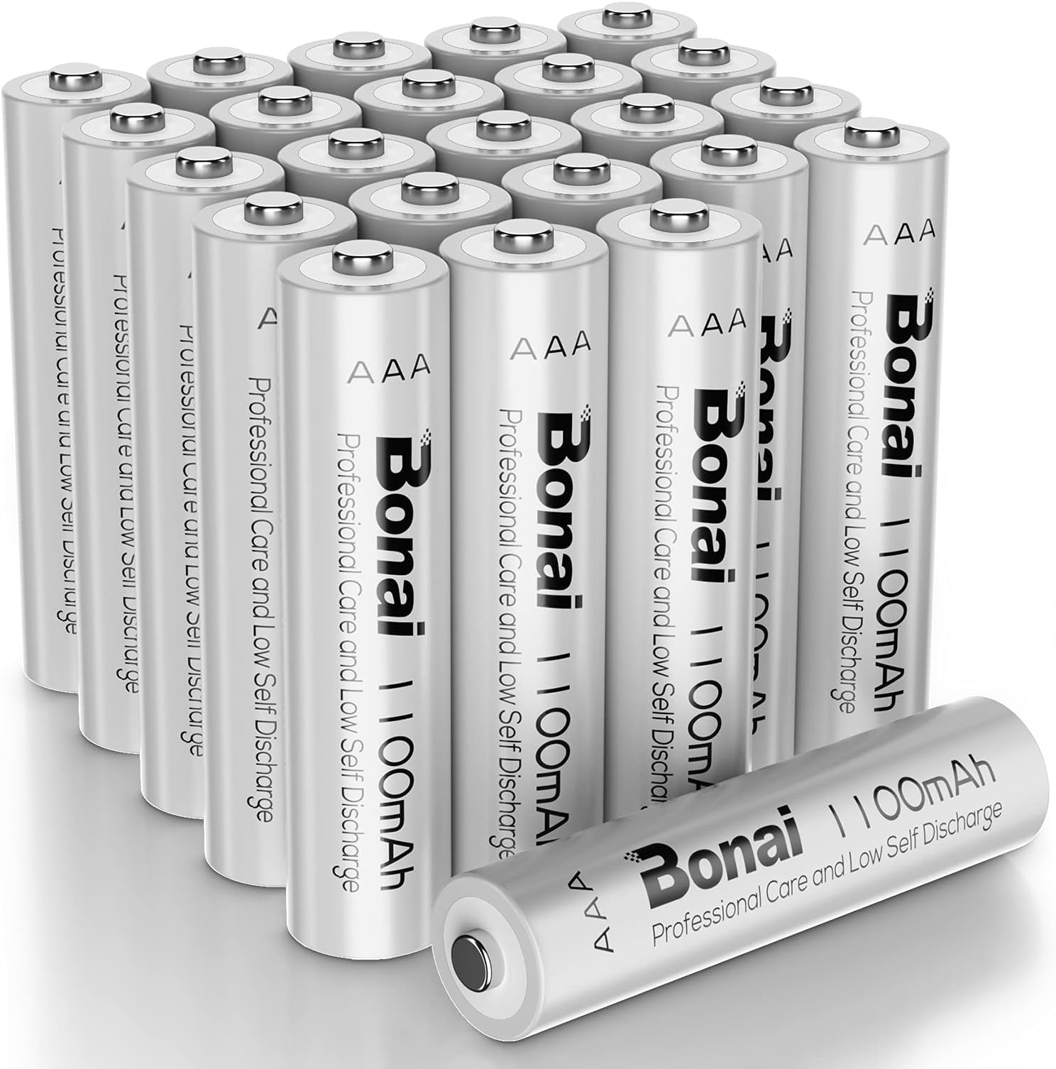 Bonai AAA Batteries Rechargeable 24 Pack 1100mAh Low Self Discharge Ni ...