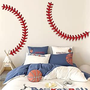 Amazon.com: Large Baseball Stickers Wood Baseball Stitches Wall Decor ...