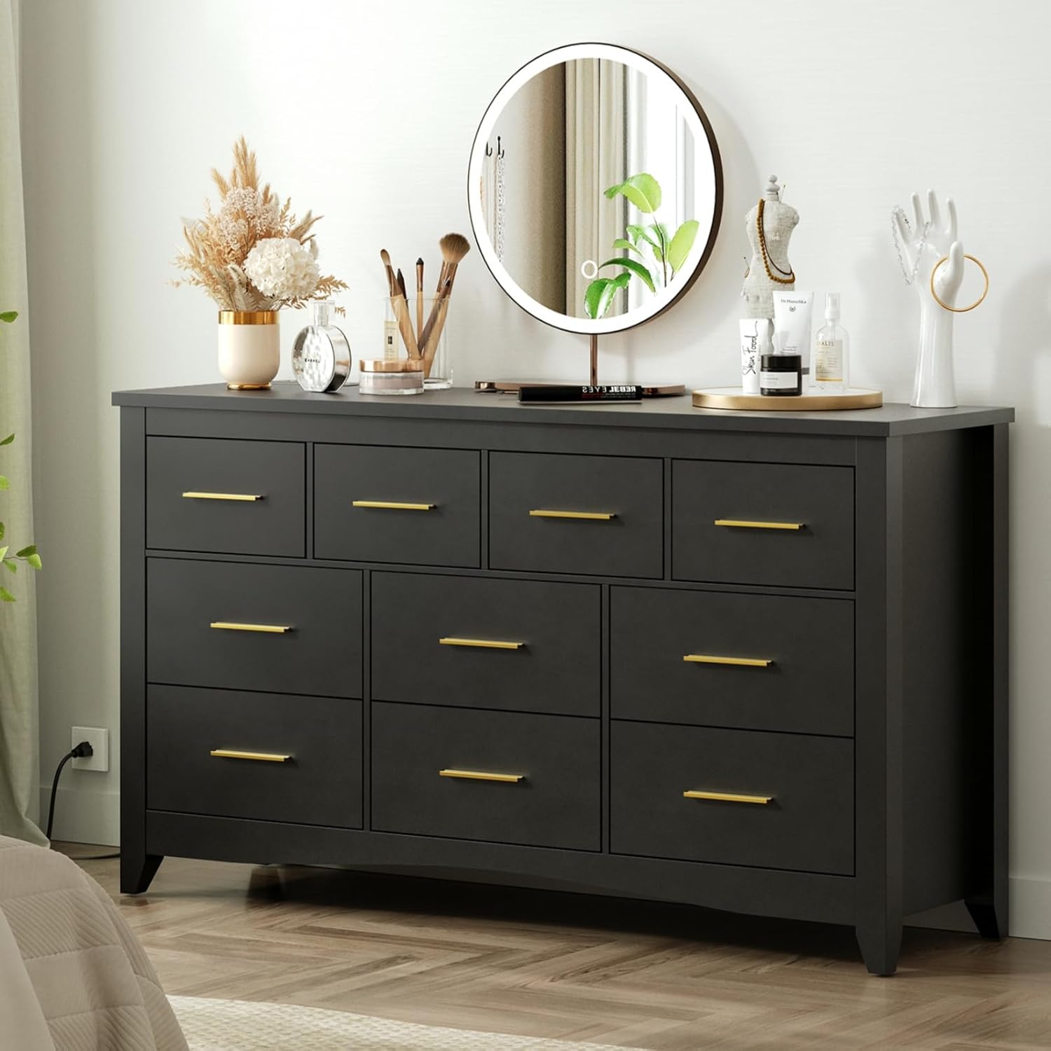 Amazon.com: RALGEND 10 Drawer Dresser for Bedroom, 55" Black Dressers ...