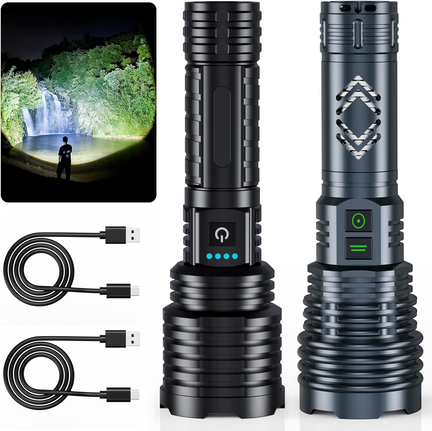 Rechargeable LED Flashlights - Tactical Flashlights with High Lumens, 6 ...