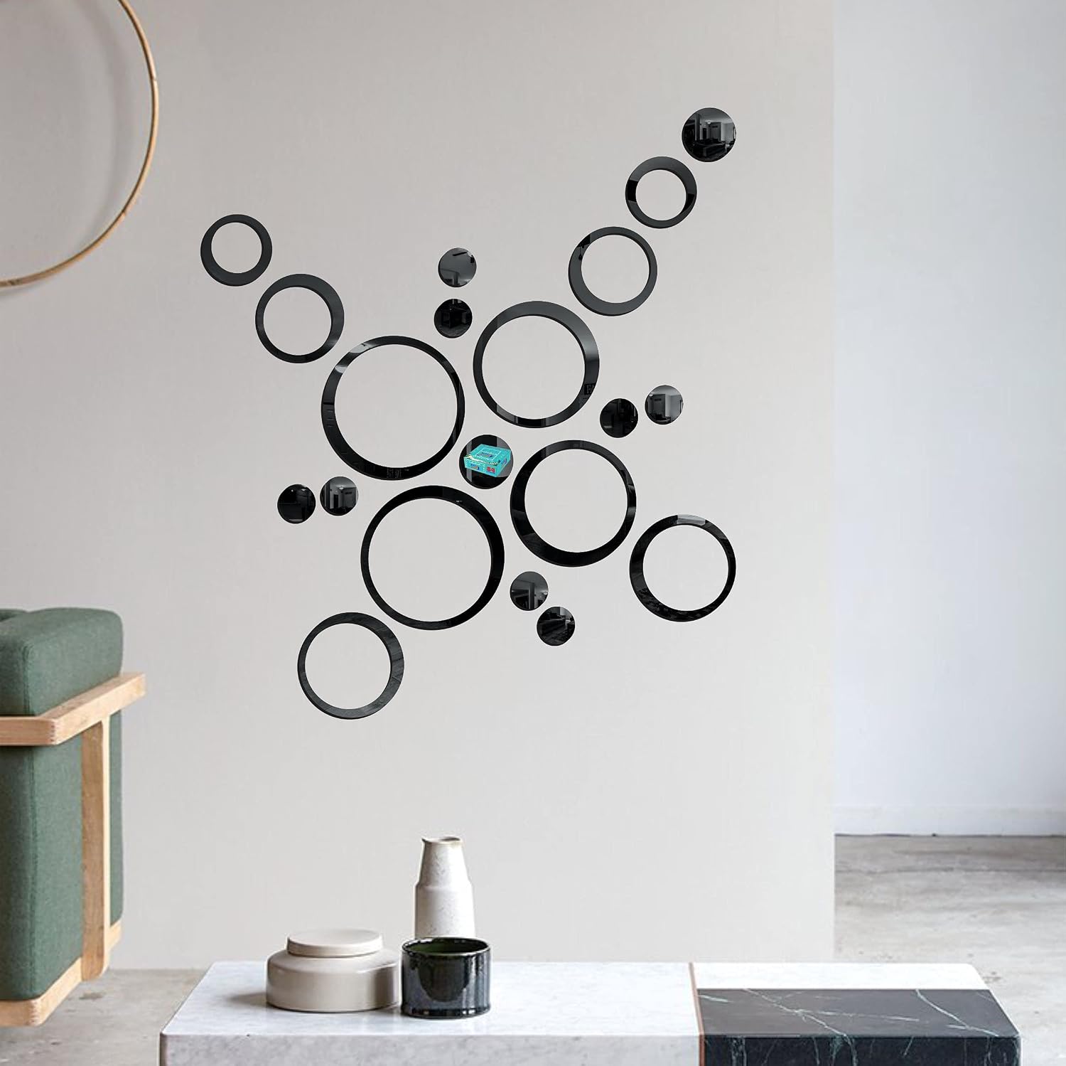 Buy Look Decor 20 Ring And Dots Black wall mirrors|acrylic stickers ...