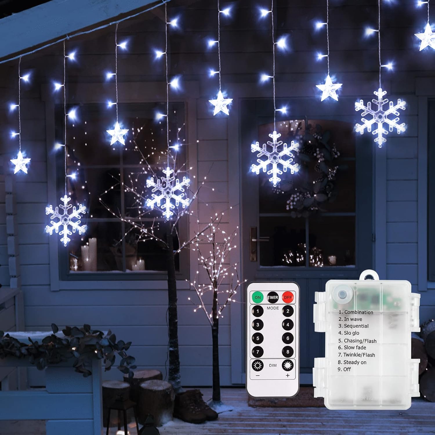 Amazon.com: echosari Christmas Snowflake String Lights Battery Operated ...