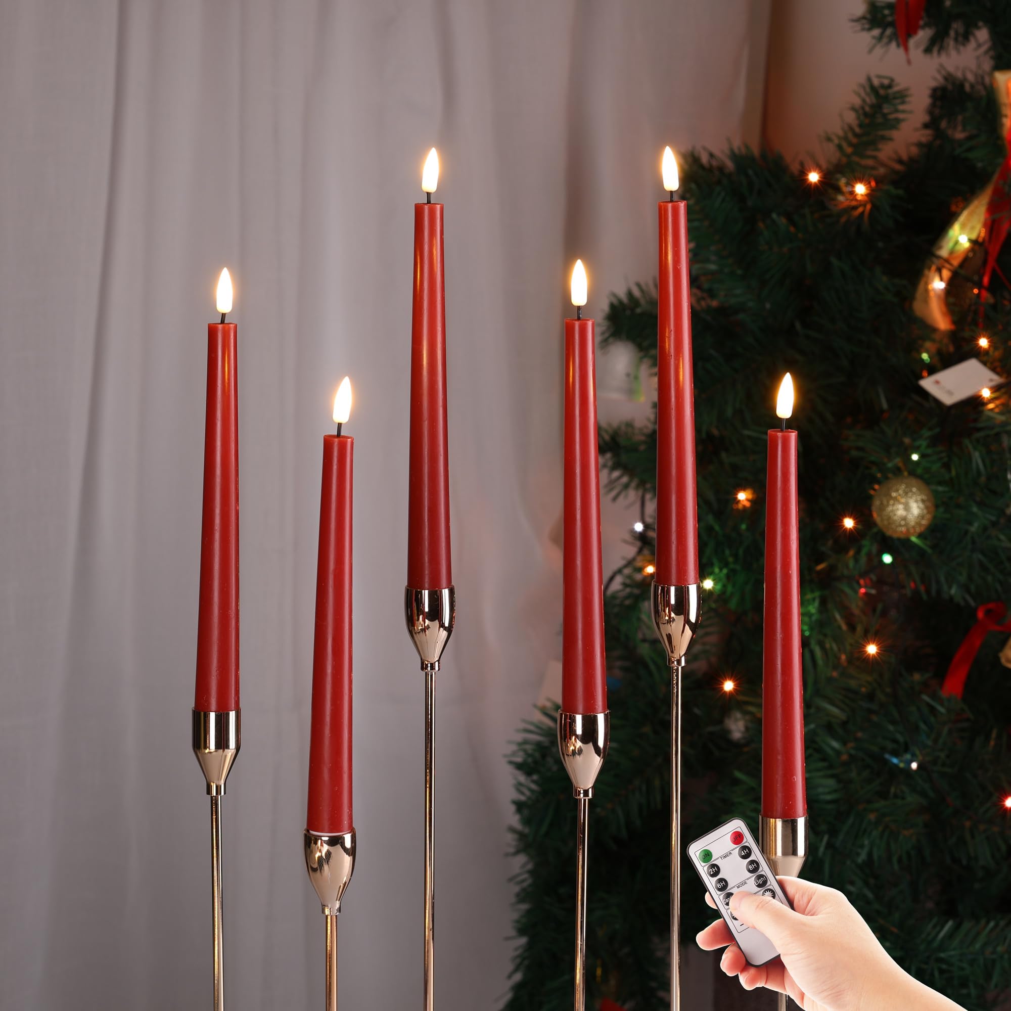 Amazon.com: Girimax Red Flameless Taper Candles with Remote, Real Wax ...