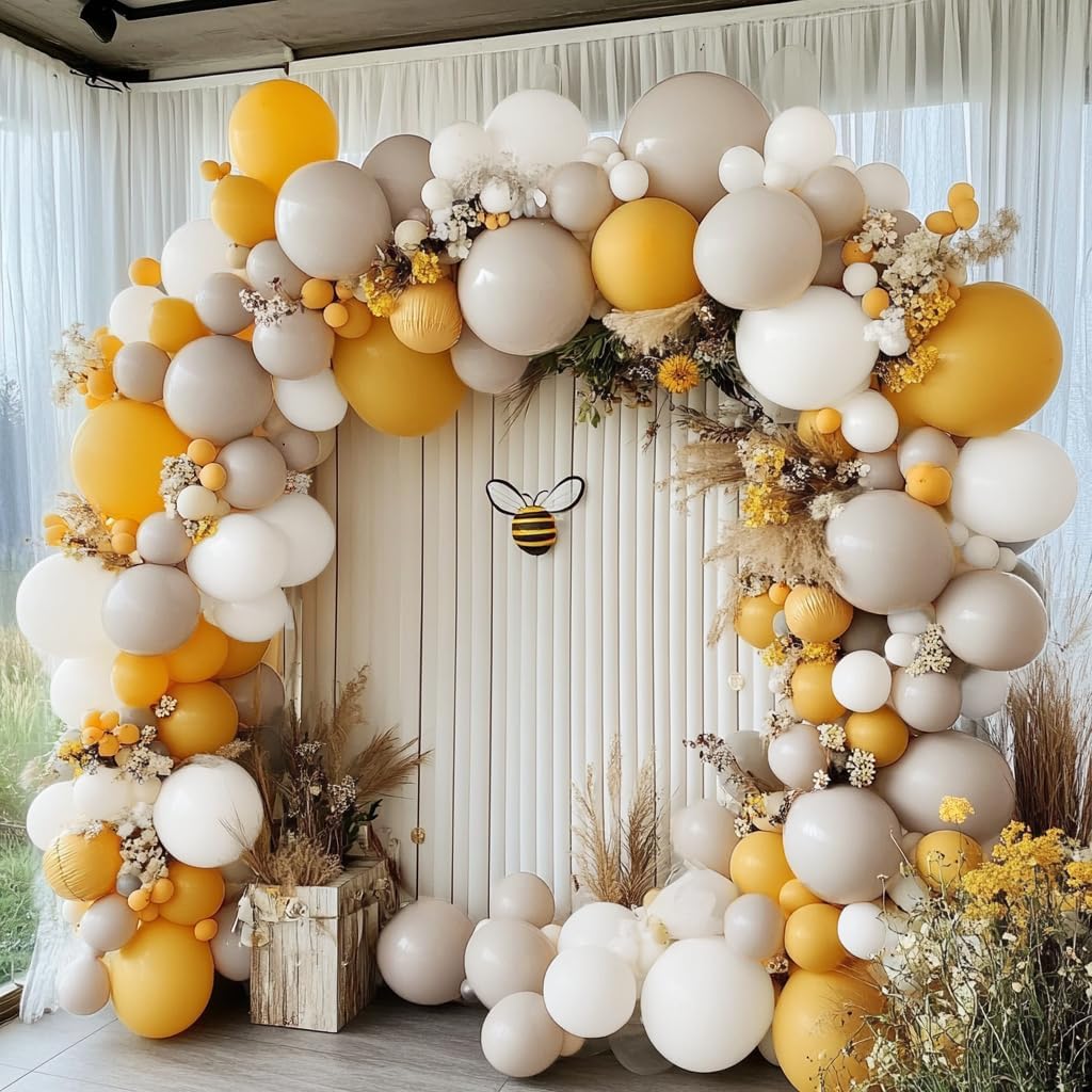 Amazon.com: Mustard Yellow Balloon Garland Kit - Double Stuffed Sand ...