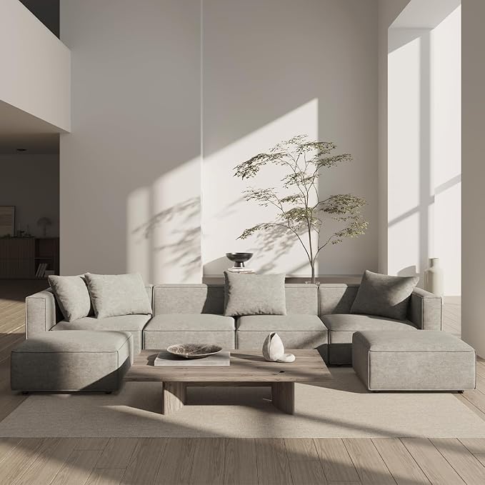 Amazon.com: Acanva Luxury Modular Sectional Couch with Moveable Ottoman ...