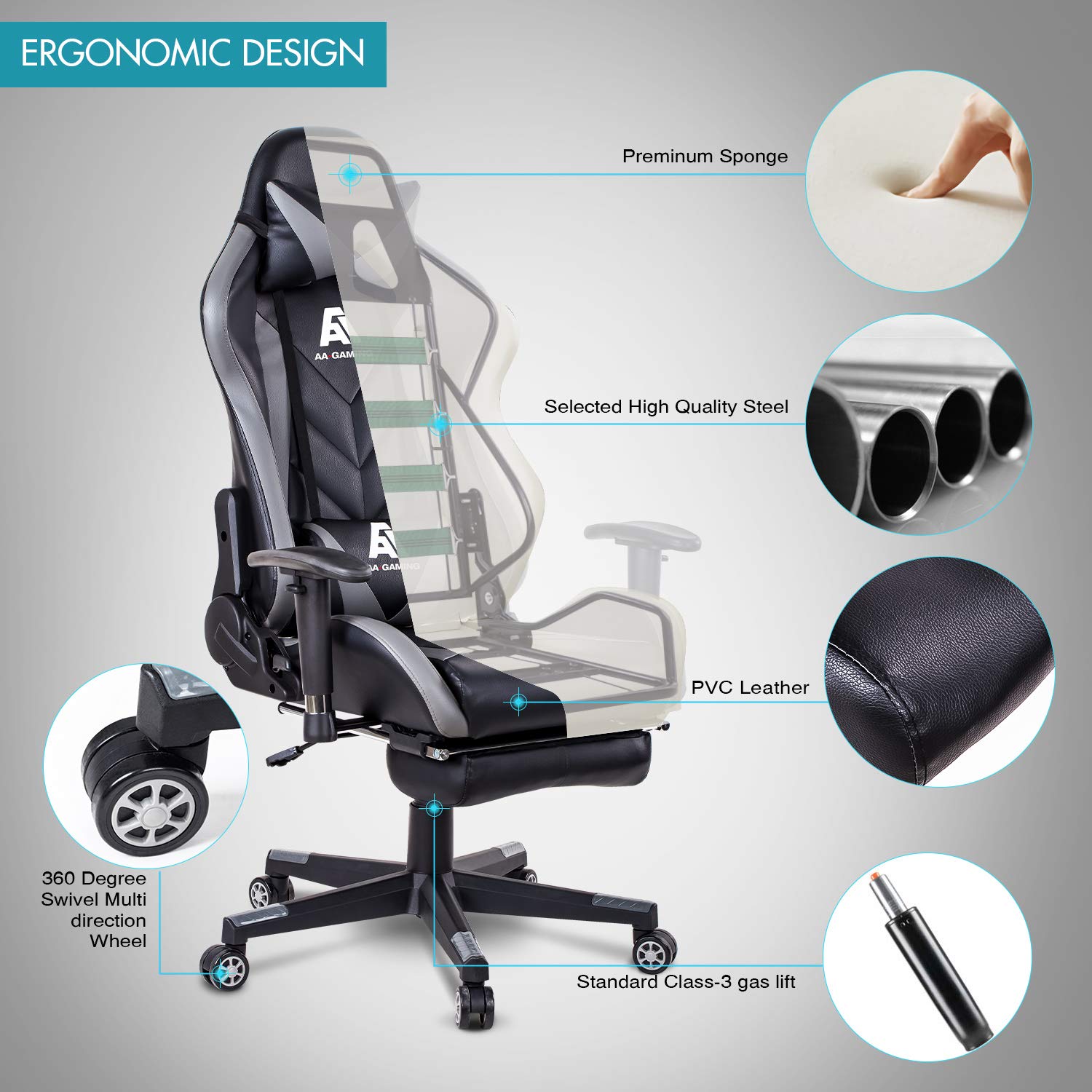 Buy AA Products Gaming Chair High Back Ergonomic Computer Racing Chair ...
