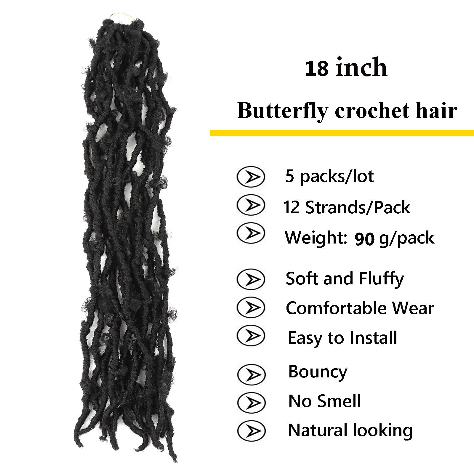 Snapklik.com : 5 Packs 18 Inch Butterfly Locs Crochet Hair For Black ...