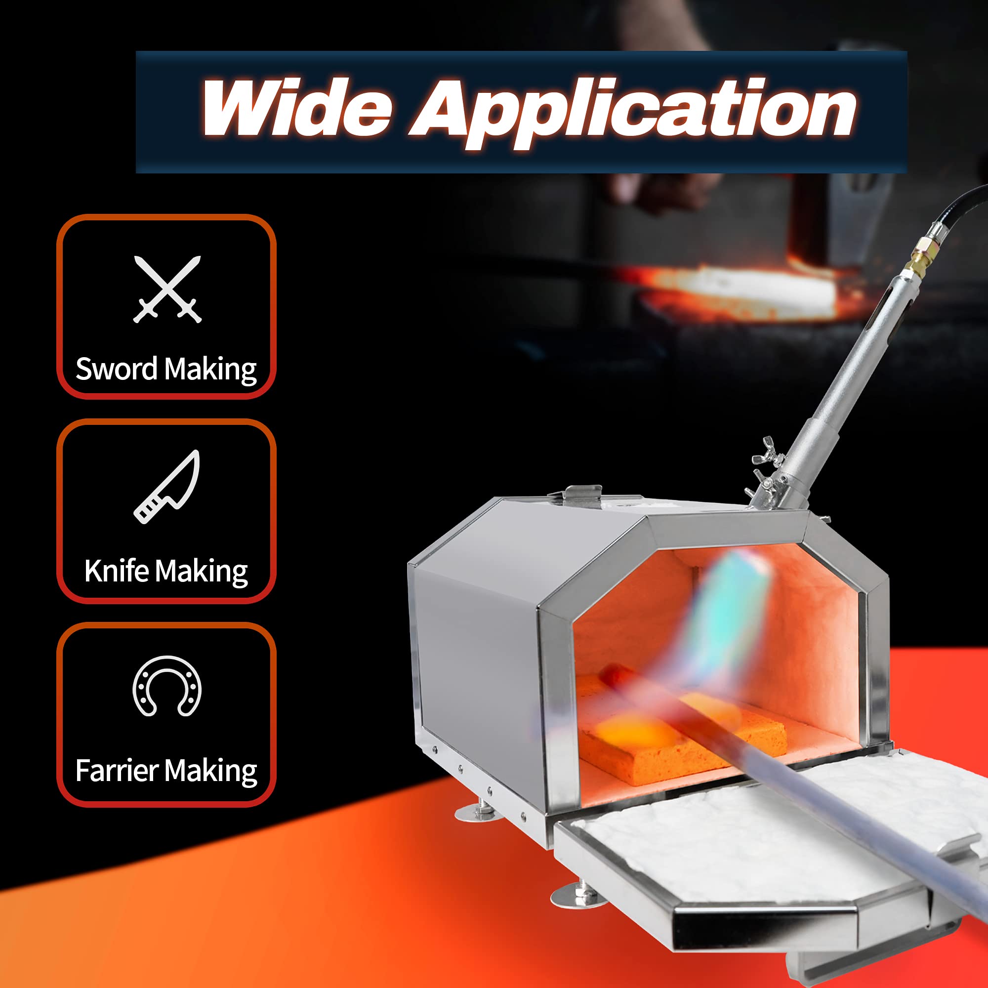 GONGYI GF100 Propane Gas Forge Portable Gas Forge Full Stainless Steel ...