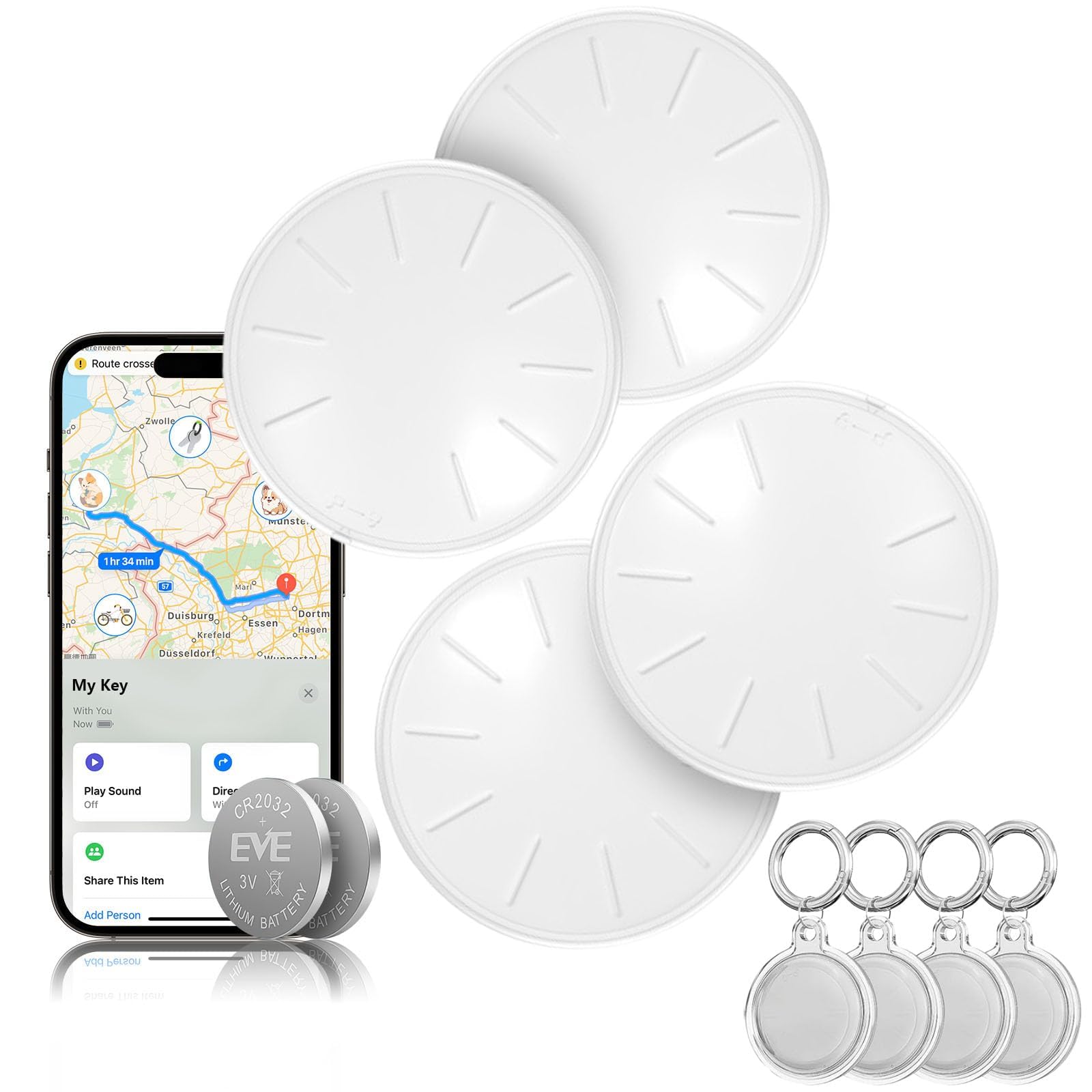 Air Tags-4 Pack Key Tracker Item Finders Work with Apple Find My(iOS ...