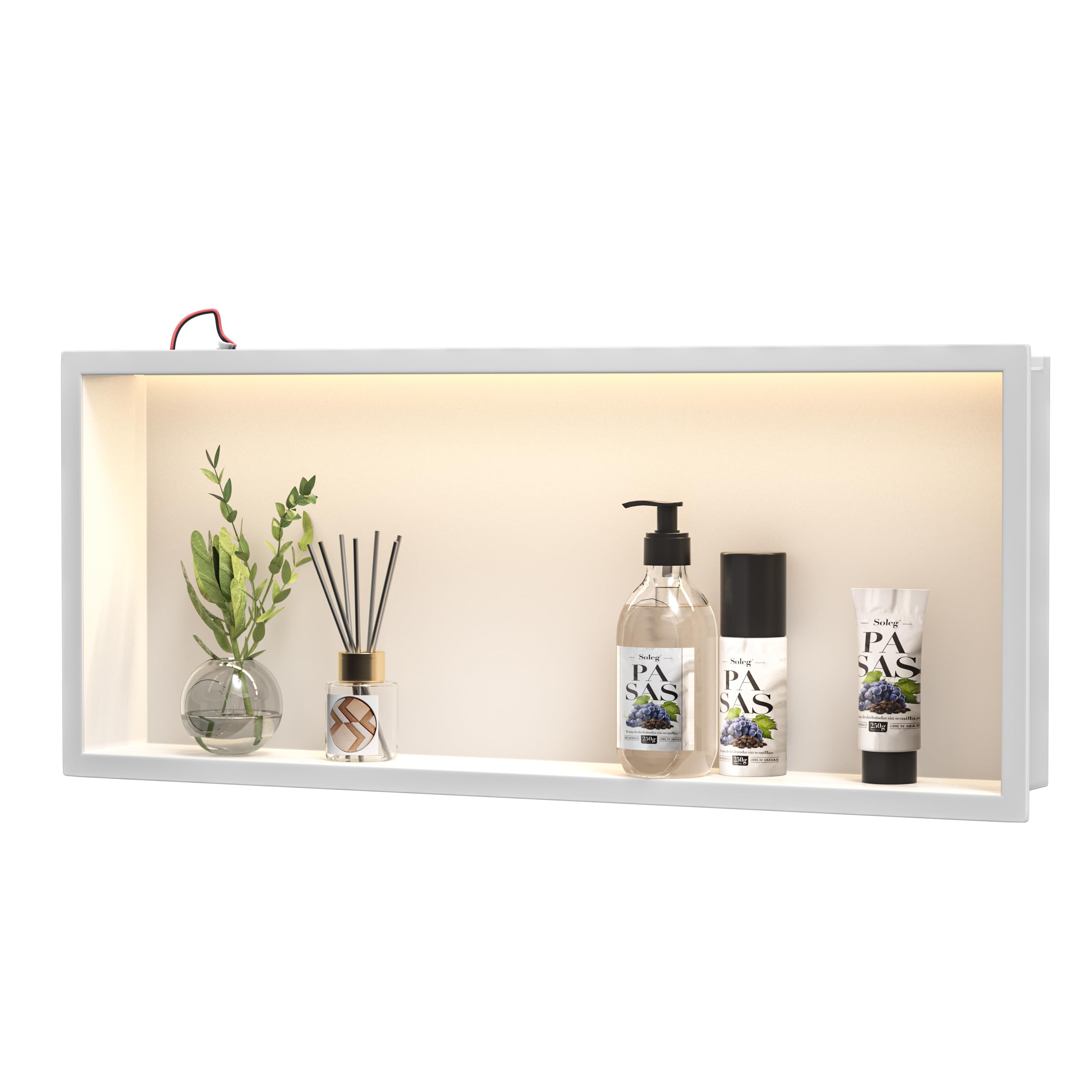 Amazon.com: Bernkot Stainless Steel Led Shower Niche 30" X 12" White ...