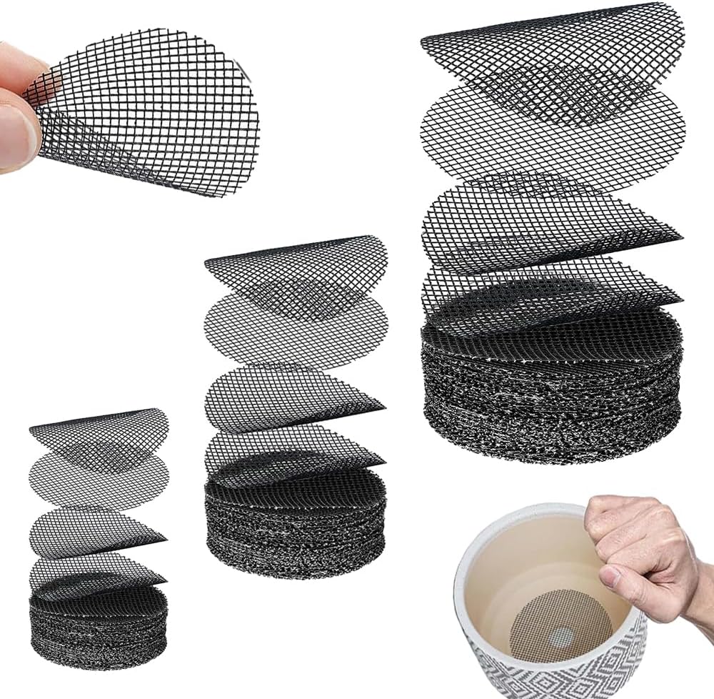 Guegine 100Pcs Flower Pot Drainage Mesh, Round Mesh for Plant Pots ...