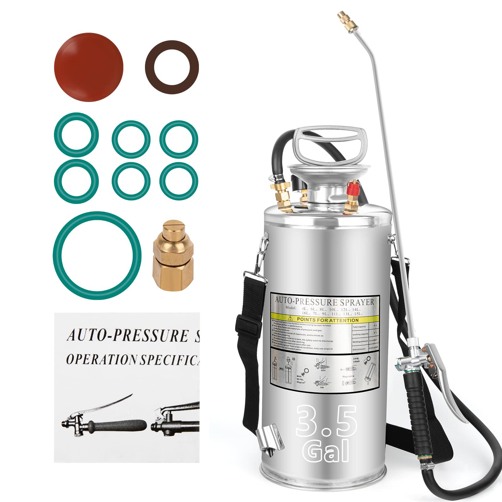 Amazon.com : 3.5 Gallon Stainless Steel Pump Sprayer - Hand Pump ...