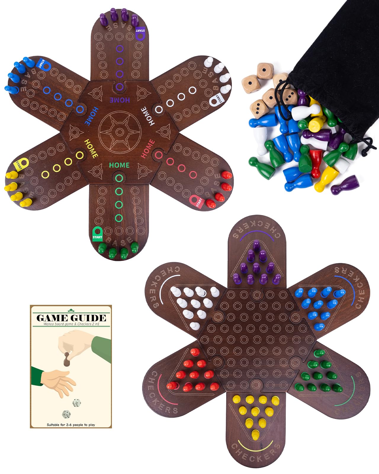 Amazon.com: Wahoo Board Game and Checkers 2 in 1, Fast Track Board Game ...