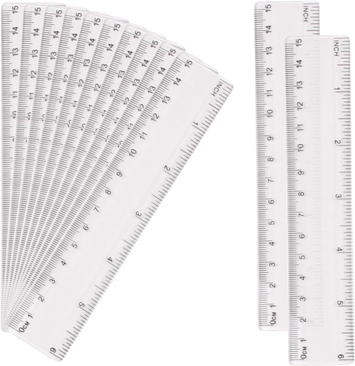 Plastic Ruler Set, 12 Pcs Transparent Straight Ruler Shatter Resistant ...