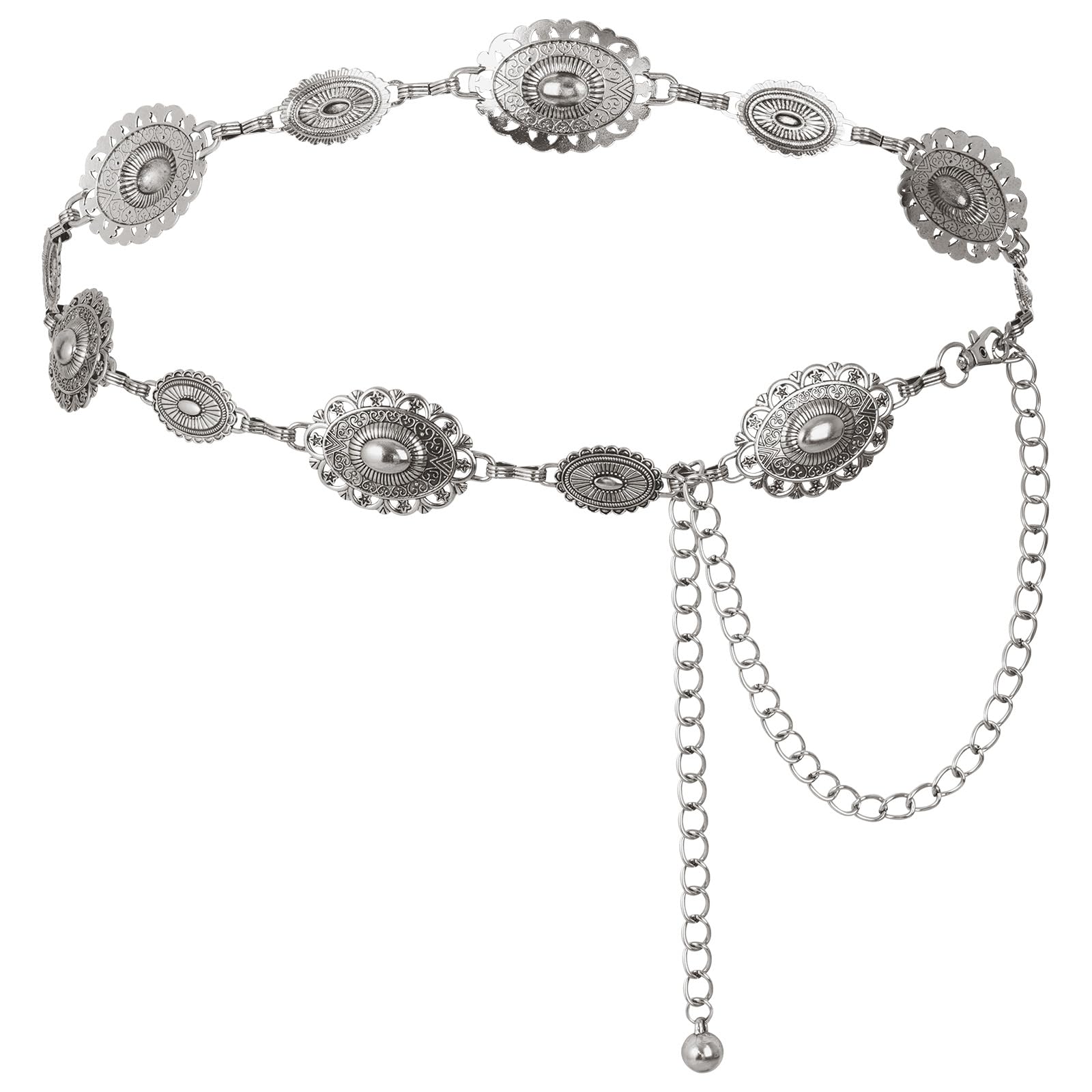 Snapklik.com : Topbuti Western Oval Concho Chain Belt For Women Metal ...