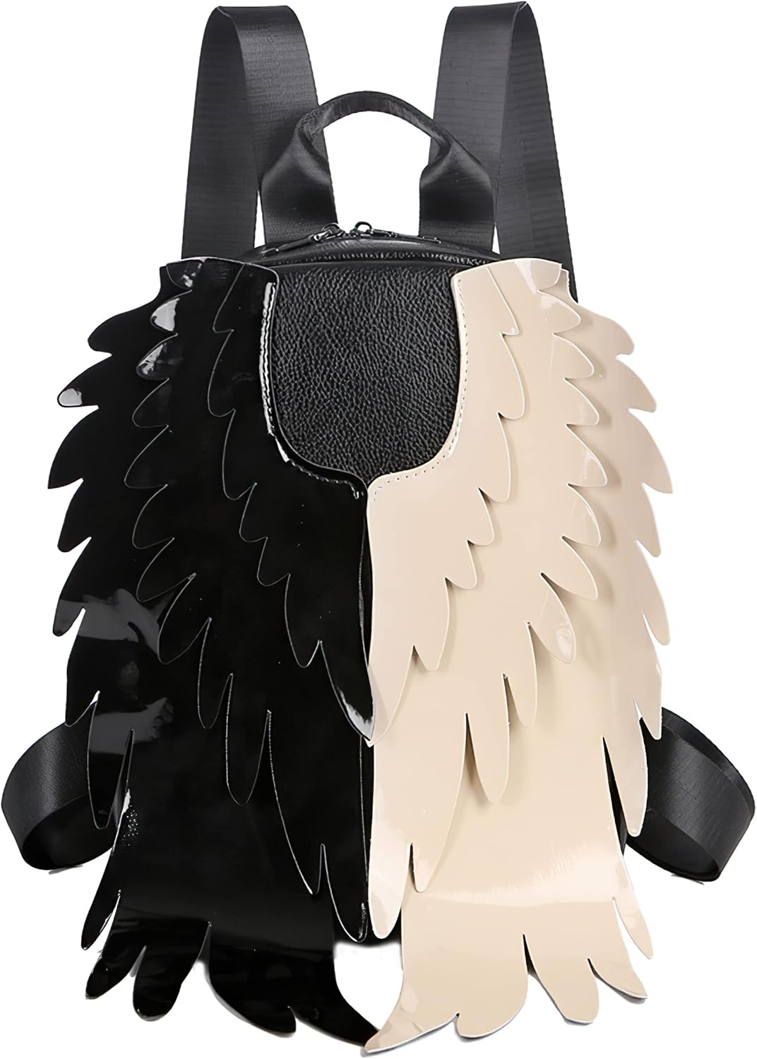 Amazon.com: Half Circle Fashion PU Wings Backpack Personalized Black ...