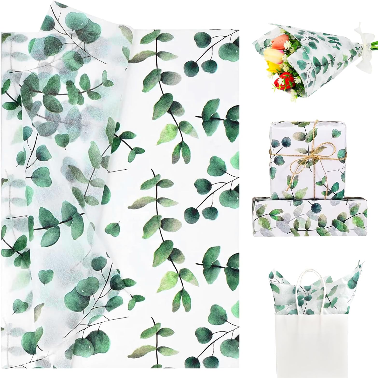 ZCOINS 8 Sheets 70x50CM Gift Wrapping Paper with Hanging Tags Strings ...