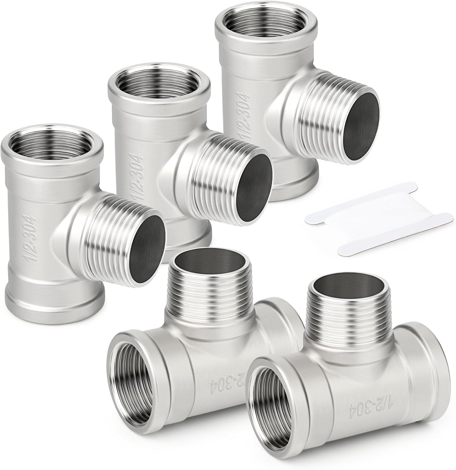 Amazon.com: TAISHER 5PCS 304 Stainless Steel Tee Pipe Fittings, 1/2 ...