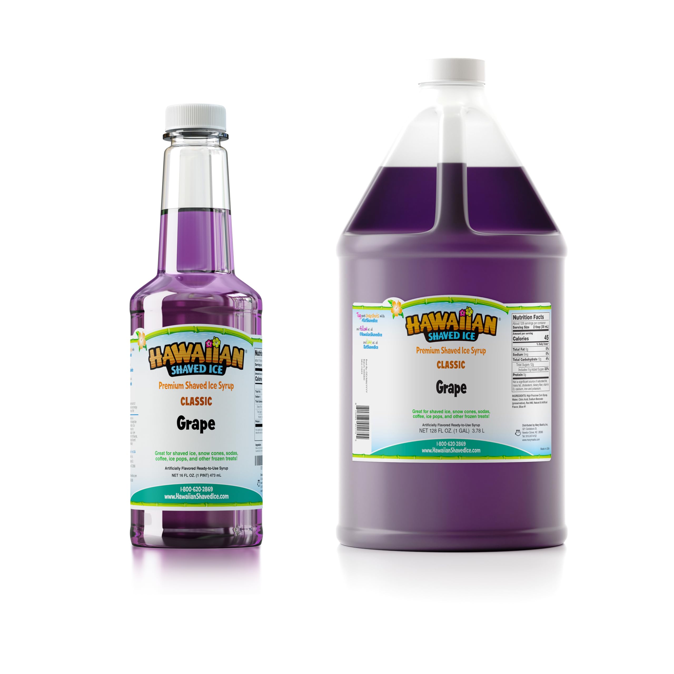 Amazon.com: Hawaiian Shaved Ice Syrup Pint, Grape Flavor, bundled with ...