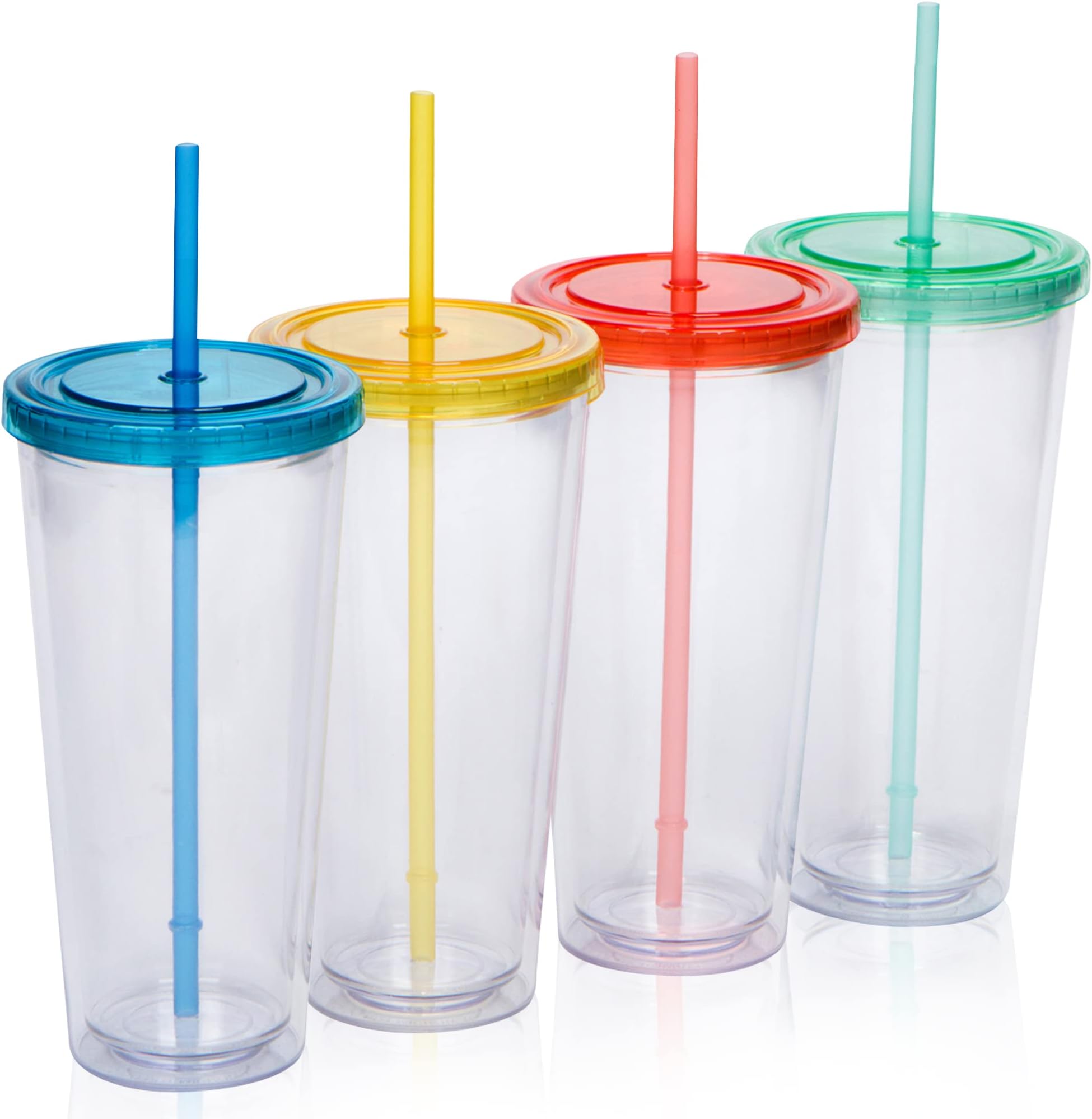 Amazon.com | CIVAGO Clear Insulated Acrylic Plastic Tumbler Set with ...