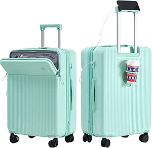 Amazon | [Yuweijie] スーツケース フロントオープン 拡張型 ストッパー付き キャリーケース 軽量 大容量 機内持ち込み 多機能 Mサイズ 4泊5日 トップポケットパソコン ...