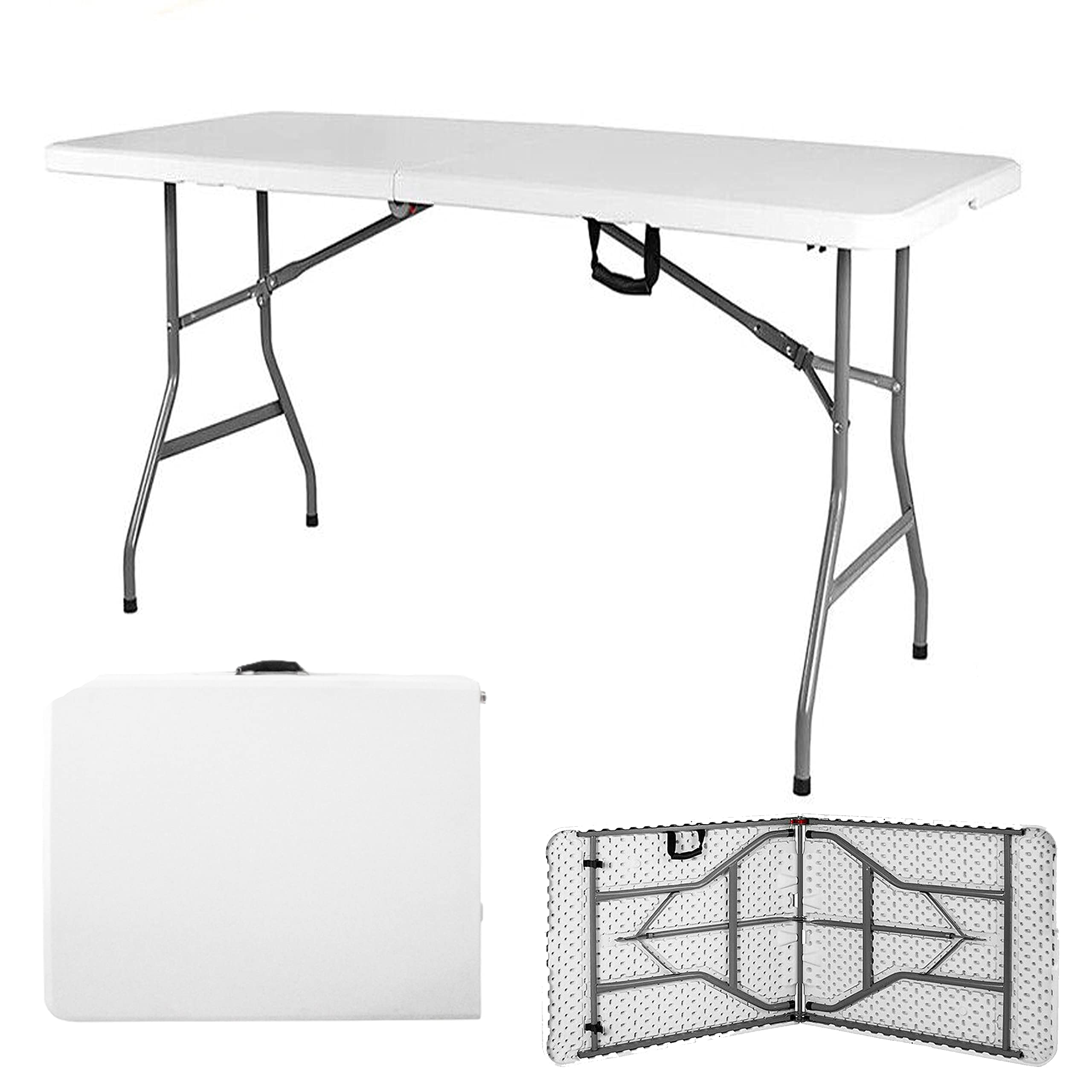 Portable Folding Table 5ft Rectangular Light Commercial Fold In Half ...