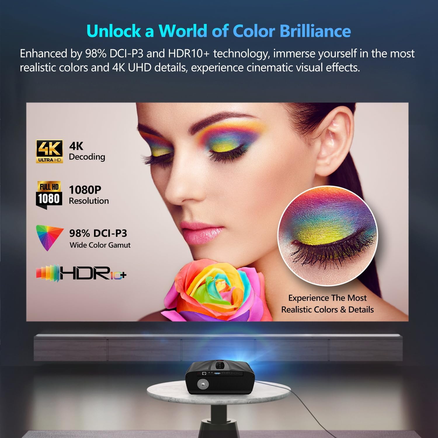 Proyector 4K con enfoque automático HDR WiFi 6, proyector inteligente ...