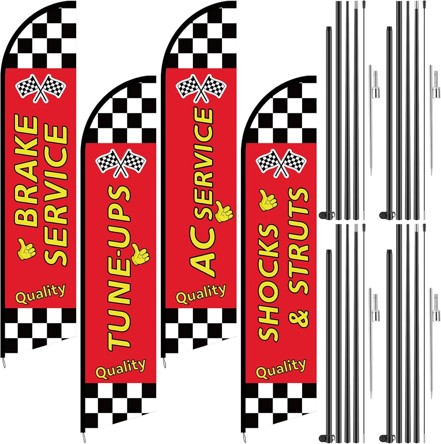 Amazon.com : HunnmingRe 4 Set 15ft Auto Repair Shop Feather Flag Kits ...
