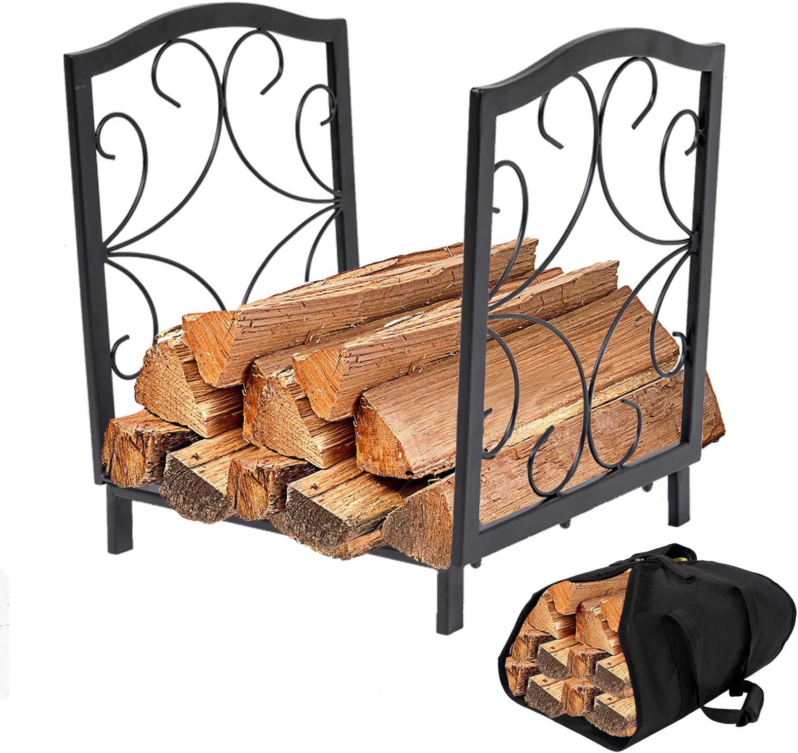 Amazon.com : NEOCOZY Indoor Firewood Rack, 16 Inch Firewood Holder with ...