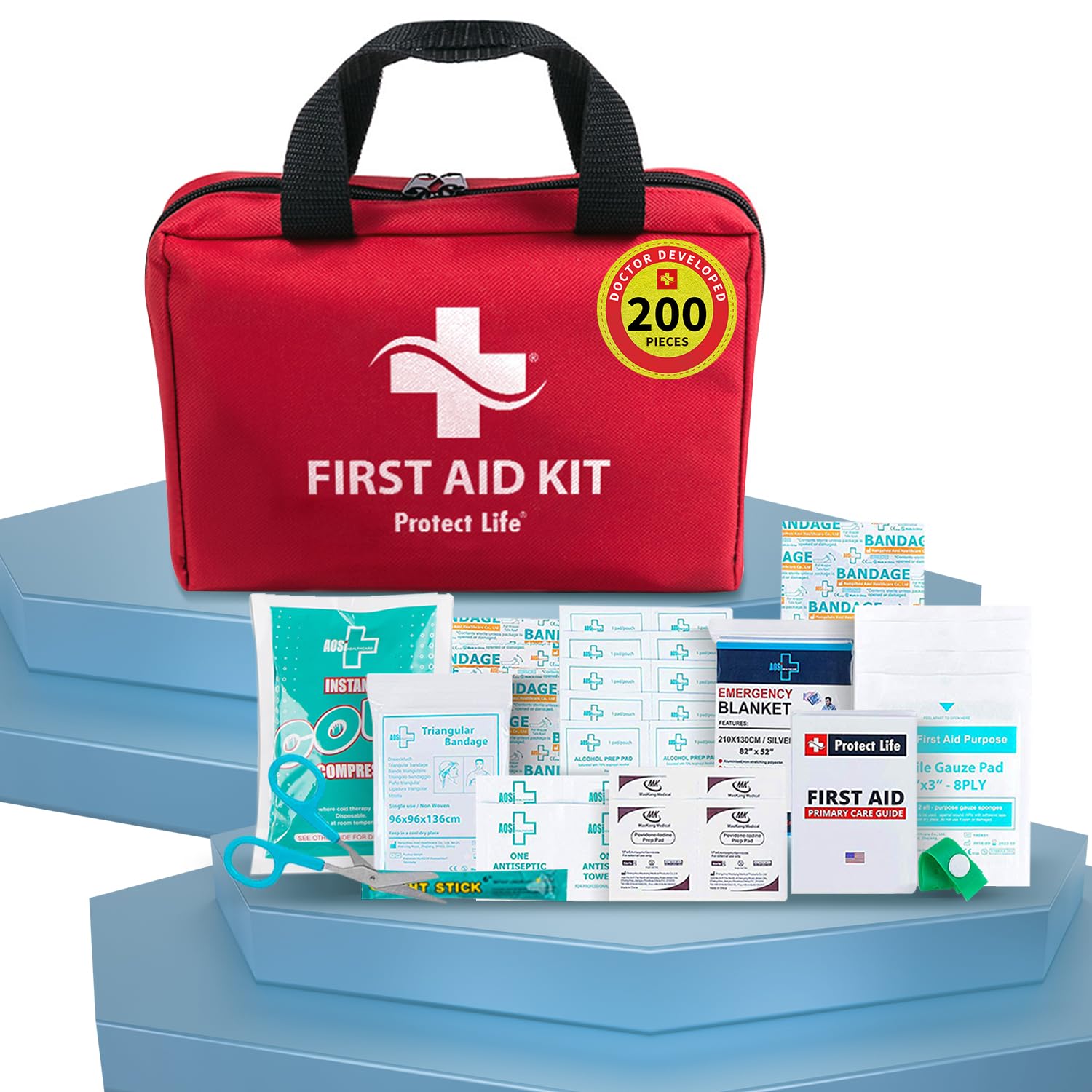Amazon.com: Protect Life Business First Aid Kit, Emergency First Aid ...