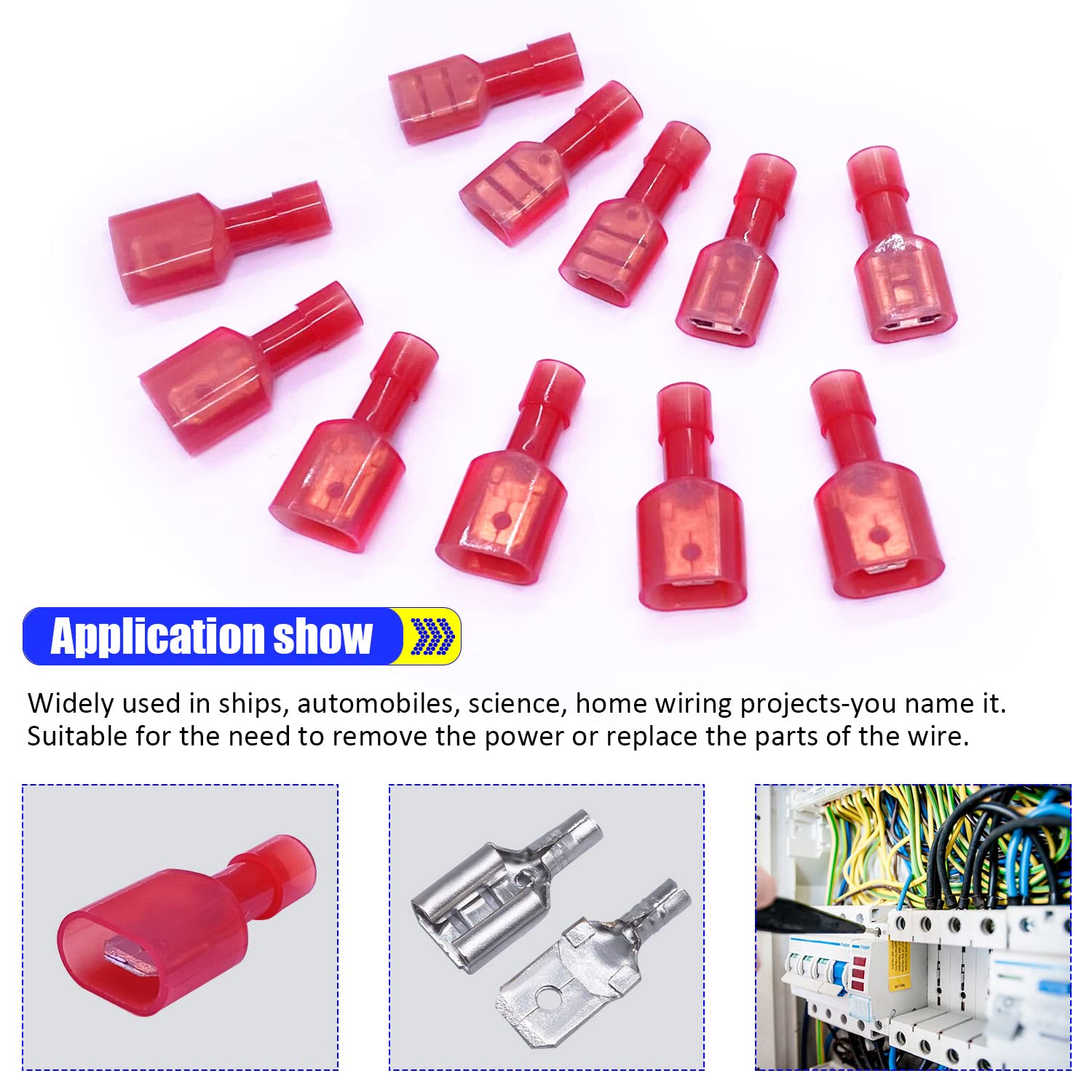 Snapklik.com : 100PCS Nylon Spade Connectors Kit 22-18 Gauge Quick ...