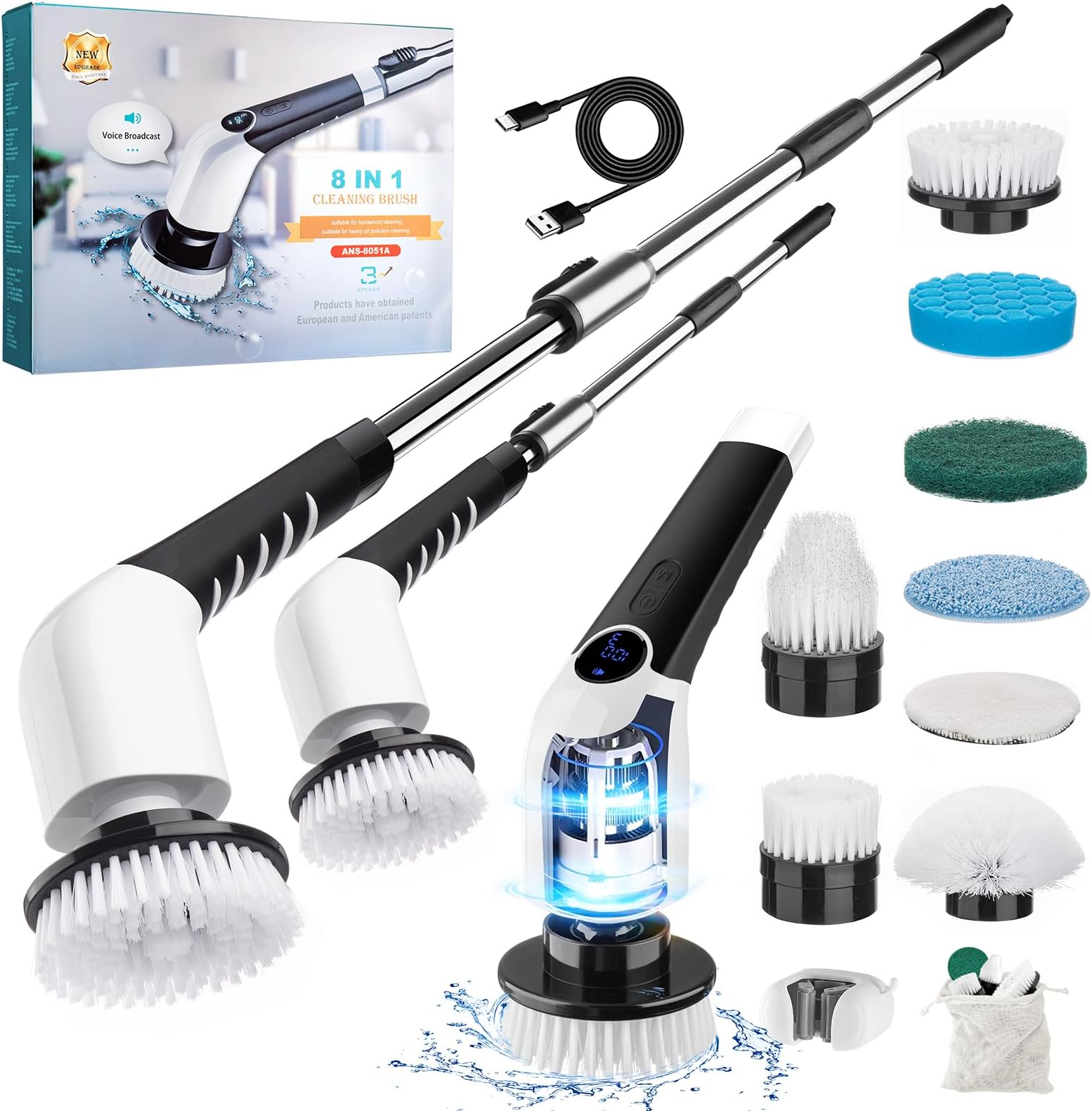 Amazon.com: Electric Spin Scrubber for Cleaning Bathroom 8-in-1 ...