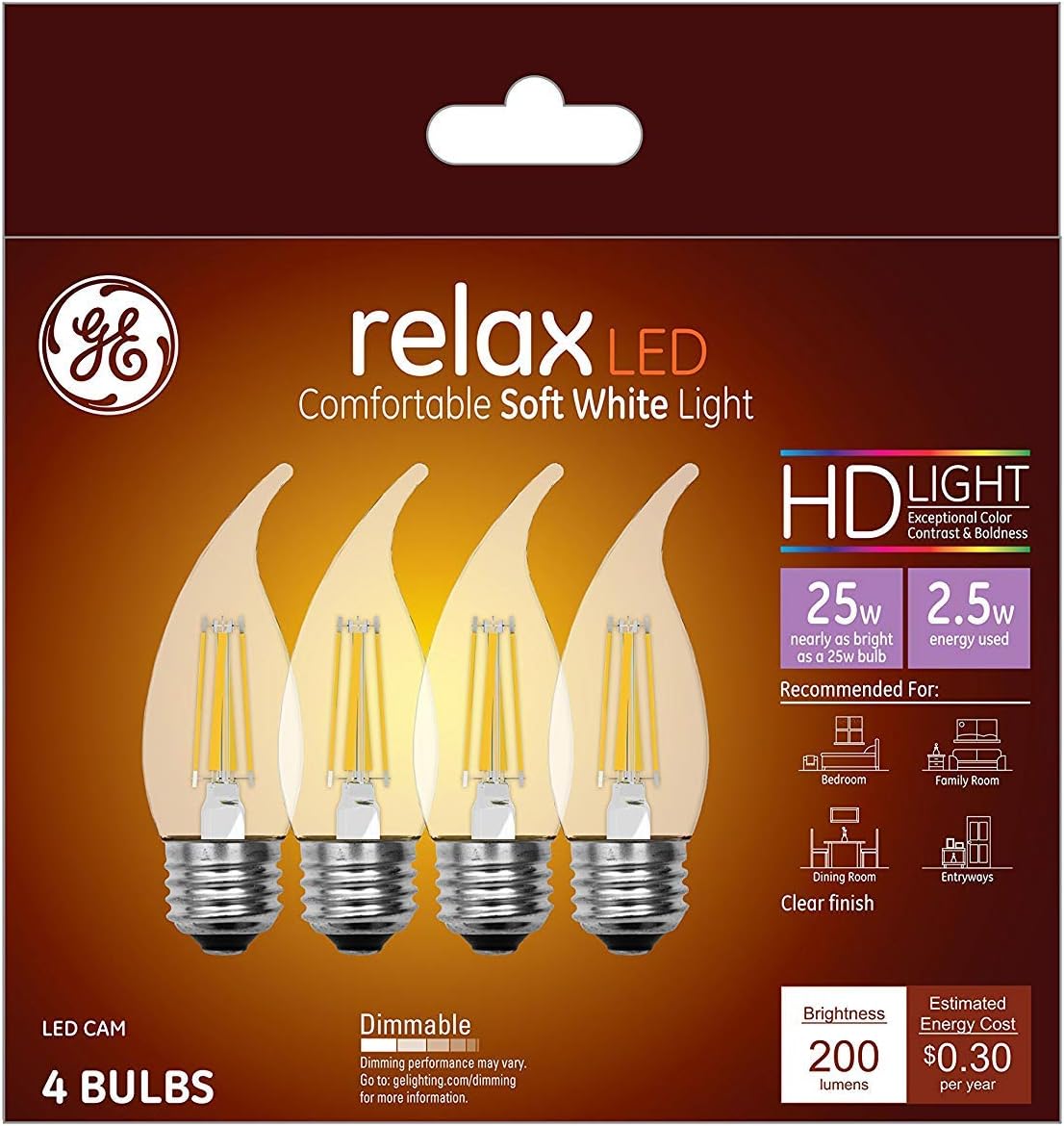 GE Incandescent Flood Light Bulbs, R20 Flood Lights, 45-Watt, 245 Lumen ...