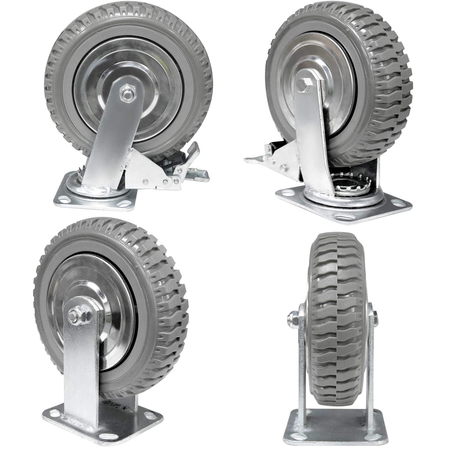 Buy uyoyous 8 Inch Solid Caster Wheels Casters Heavy Duty Anti-Skid ...