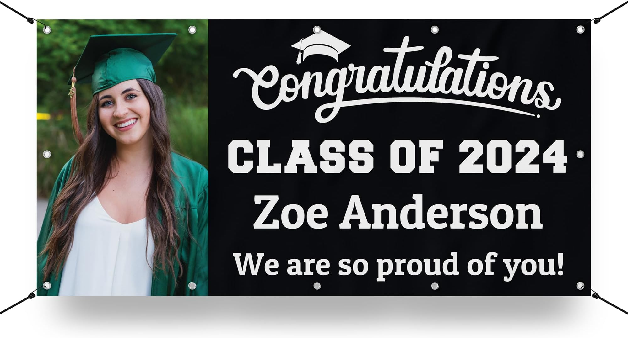 Amazon.com: Personalized Graduation Photo Vinyl Banner Sign - Class of ...