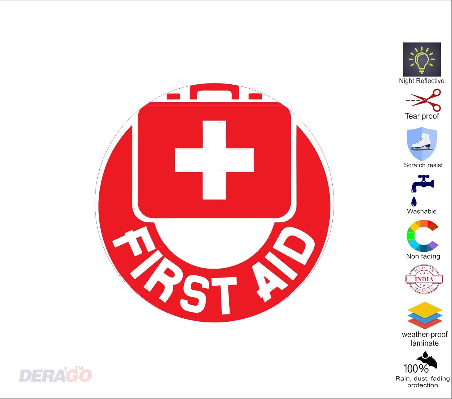 pilot18 First aid Box Round Sticker Reflective Transparent Weatherproof ...