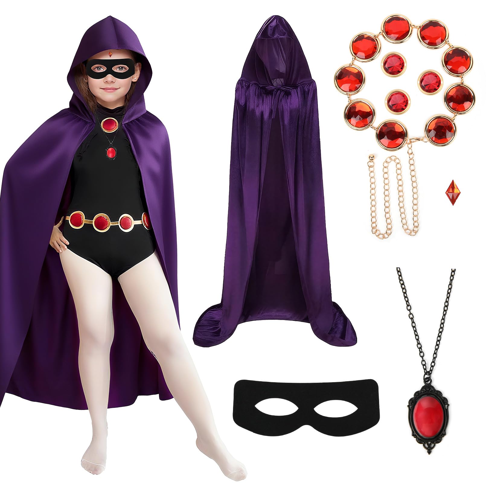 Snapklik.com : Raven Halloween Costume For kids,Cosplay Hooded Purple ...
