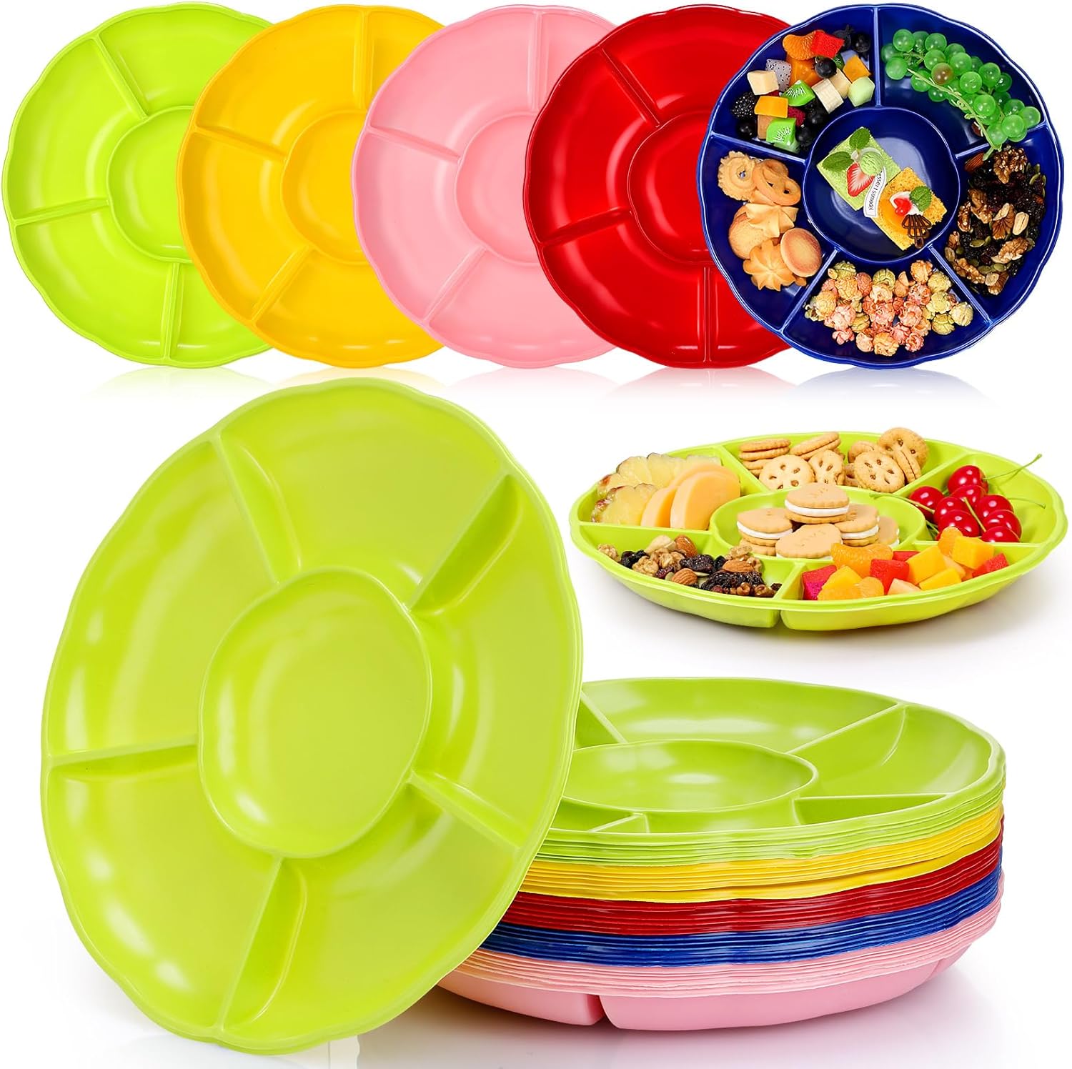 Amazon.com | FillTouch 30 Pcs Plastic Snack Serving Tray 12.2 Inch ...
