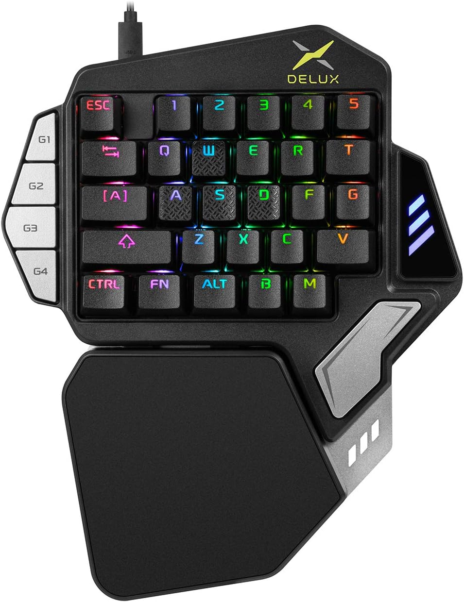 Amazon.com: DeLUX Advanced One Handed Mechanical Keyboard with White ...