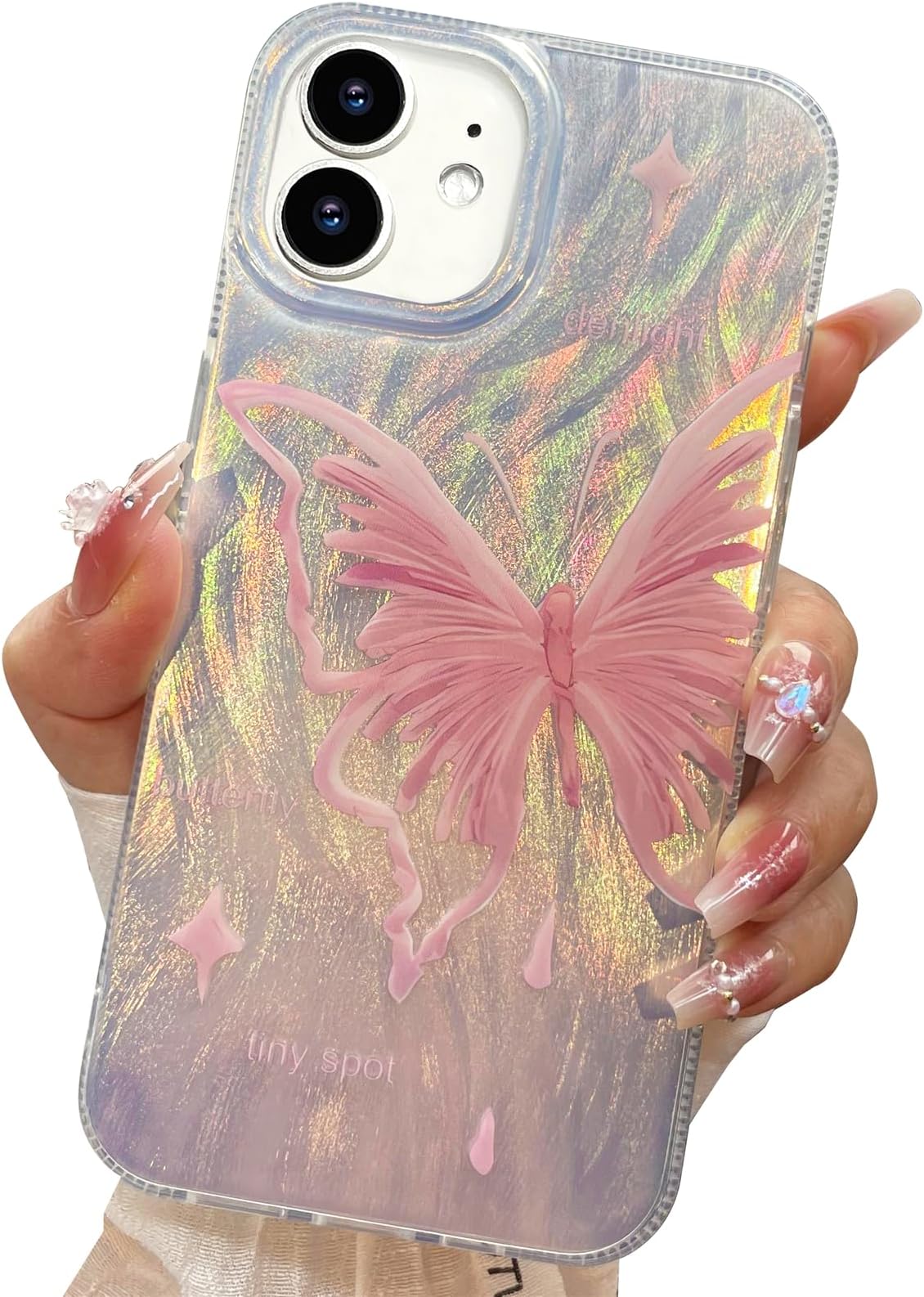 Amazon.com: INEVORESE for iPhone 11 Case,Cute Silvery Butterfly Pattern ...
