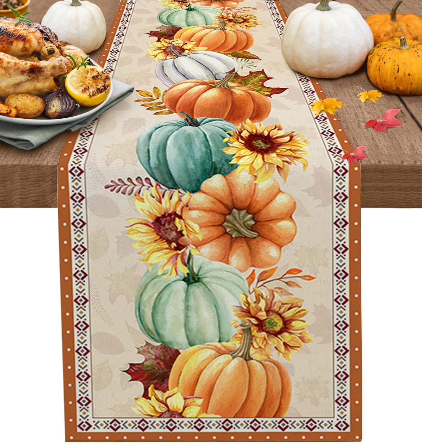 Amazon.com: Thanksgiving Fall Pumpkin Table Runners Maple Leaf Orange ...