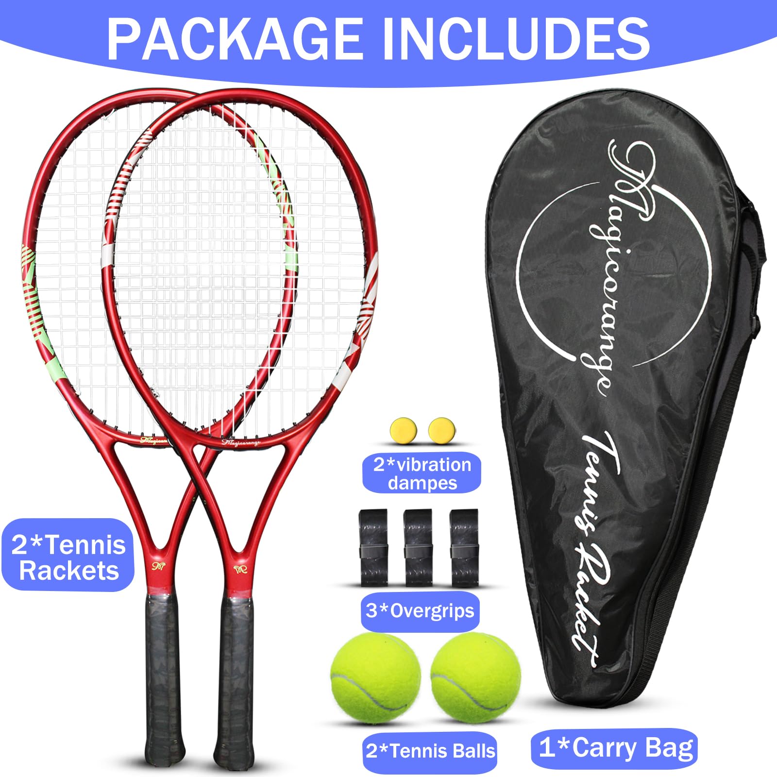 Snapklik.com : Magicorange 27" Pro Tennis Rackets For Adult 2 Players ...