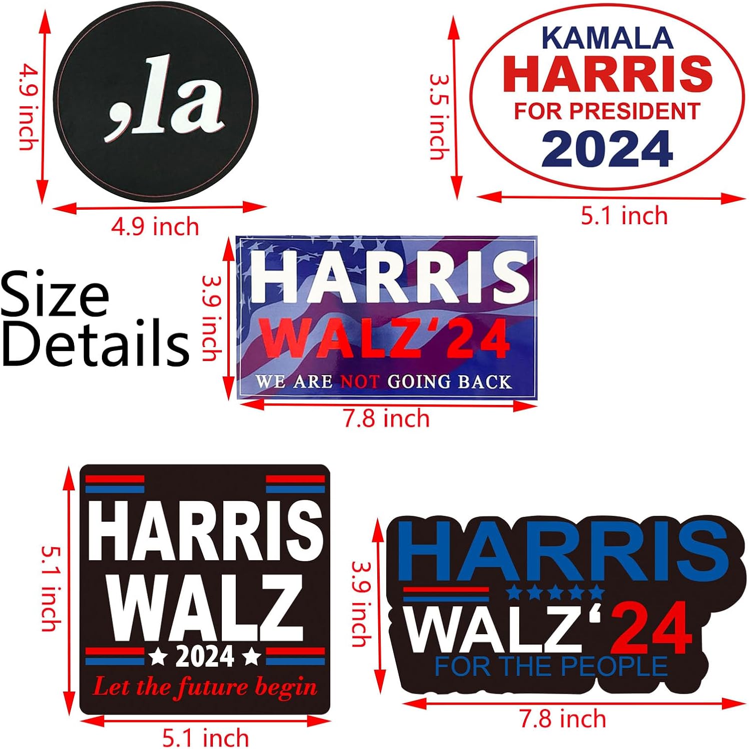 10 Packs Kamala Harris for President Bumper Sticker,Harris Walz 2024 ...