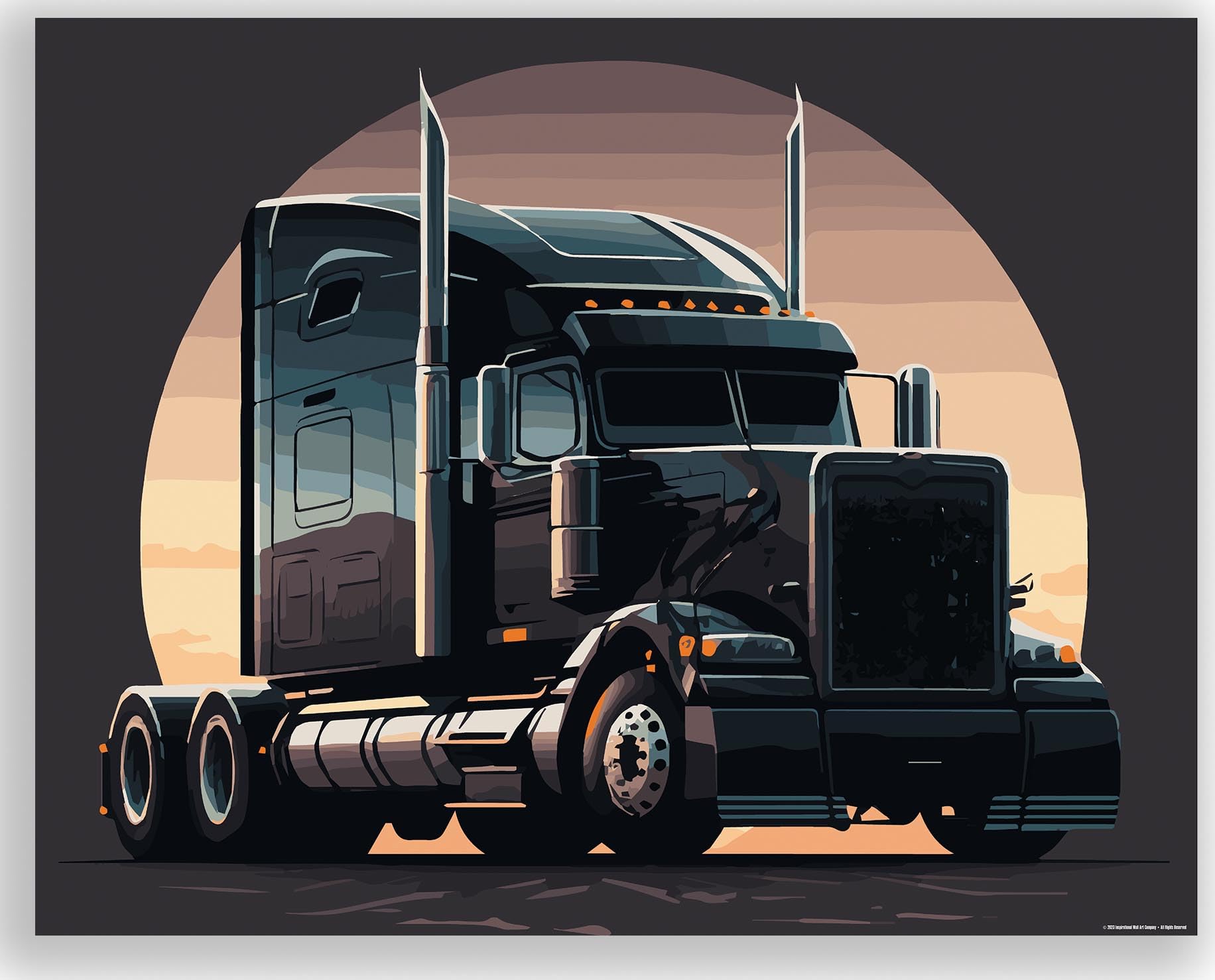 Amazon.com: Inspirational Wall Art Co. - Black | Vintage Semi Truck ...