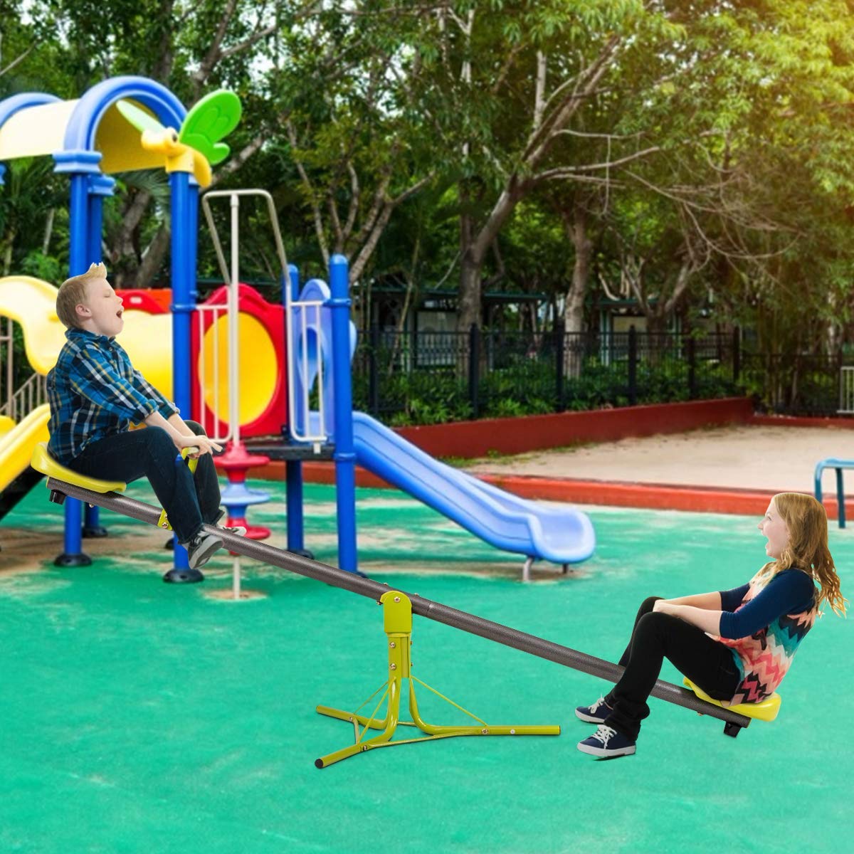 Snapklik.com : Kids Seesaw Swivel Teeter Totter Playground Equipment ...